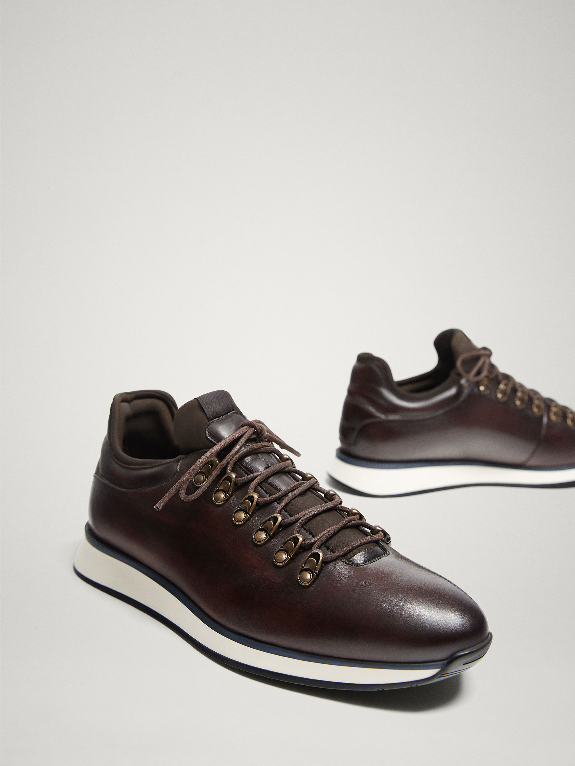 Massimo Dutti LIMITED EDITION BROWN LEATHER SNEAKERS at £109 | love the ...