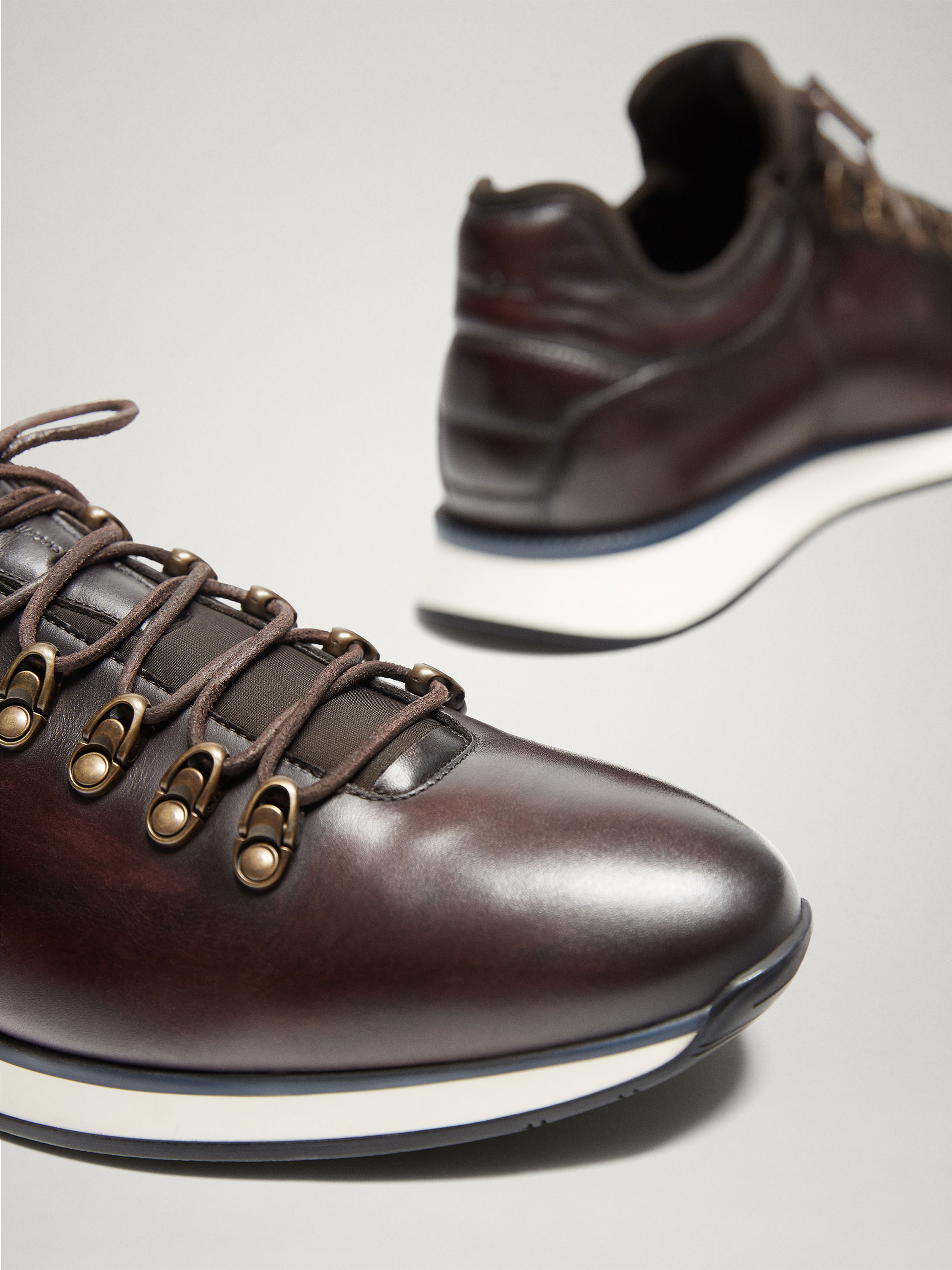 Massimo Dutti LIMITED EDITION BROWN LEATHER SNEAKERS at £109 | love the ...