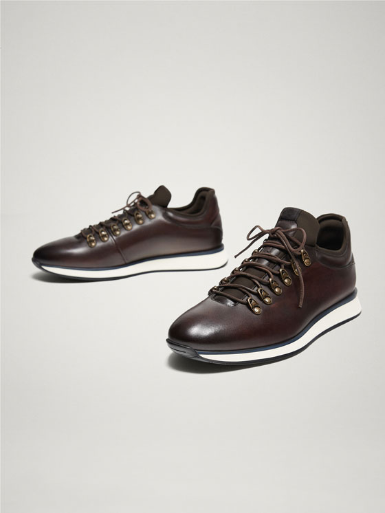 Massimo Dutti LIMITED EDITION BROWN LEATHER SNEAKERS at £109 | love the ...