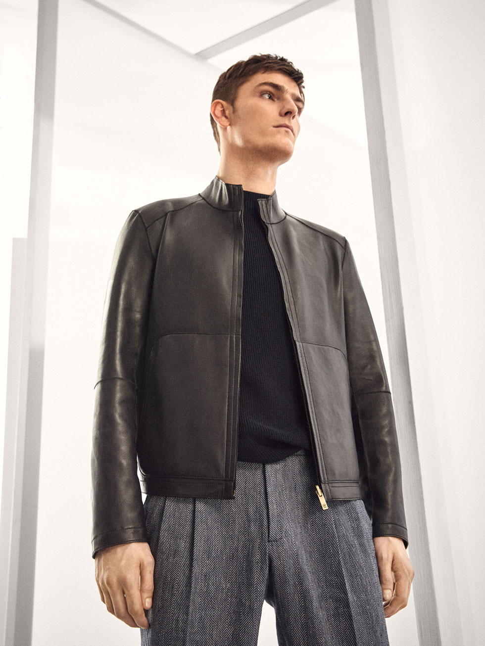 Massimo Dutti Mens Leather Jacket - Cairoamani.com