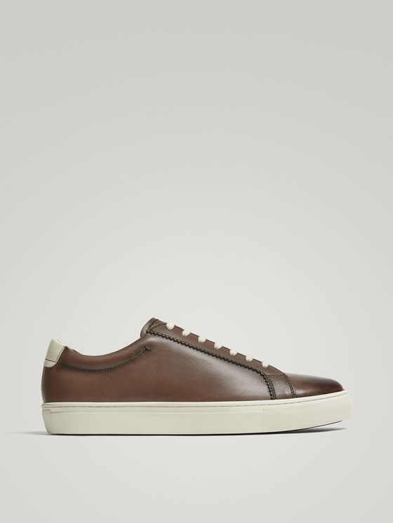 Massimo Dutti BROWN LEATHER SNEAKERS at £74.95 | love the brands