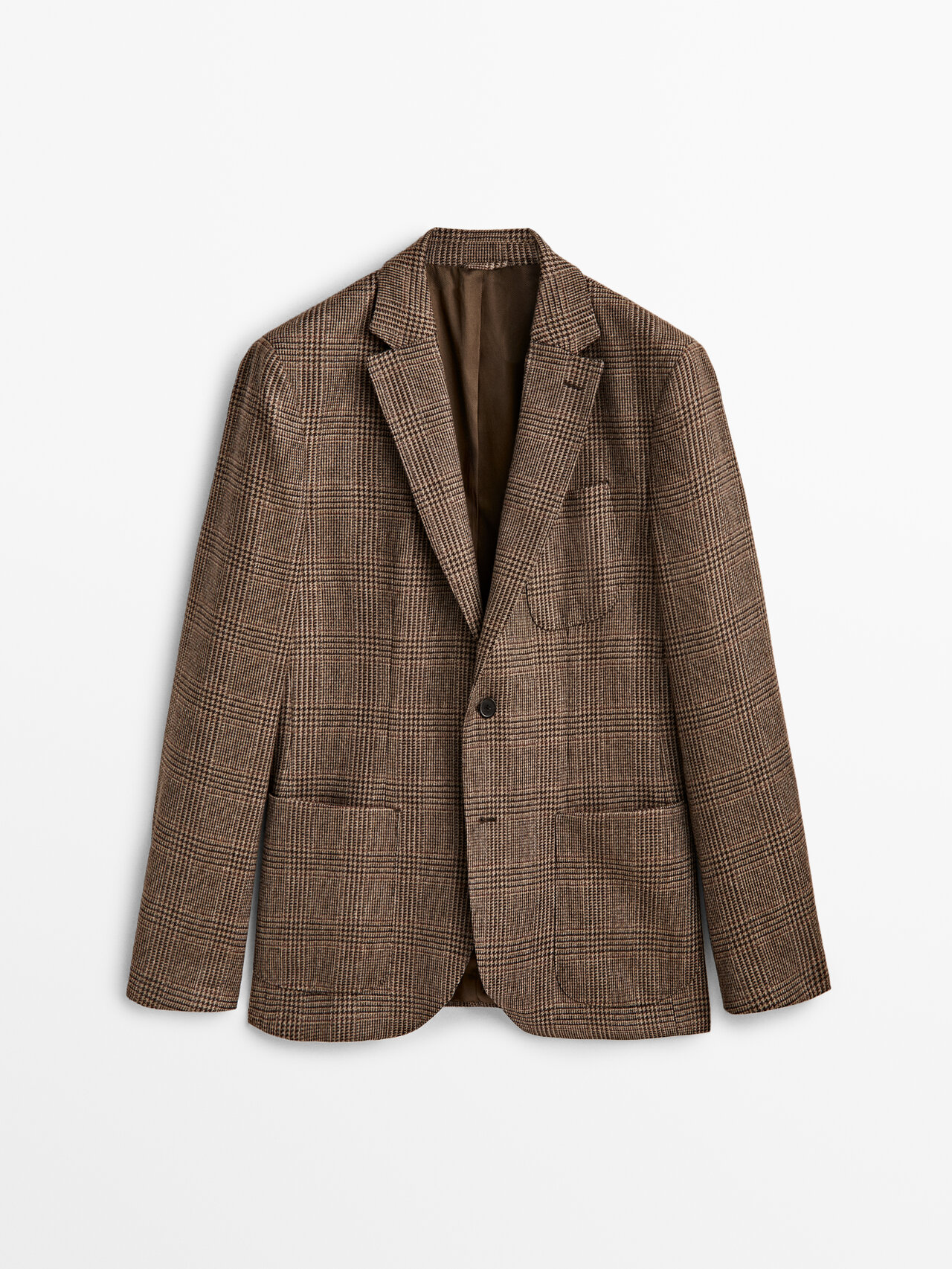 Massimo Dutti Wool And Cashmere Blend Check Blazer In Beige | ModeSens