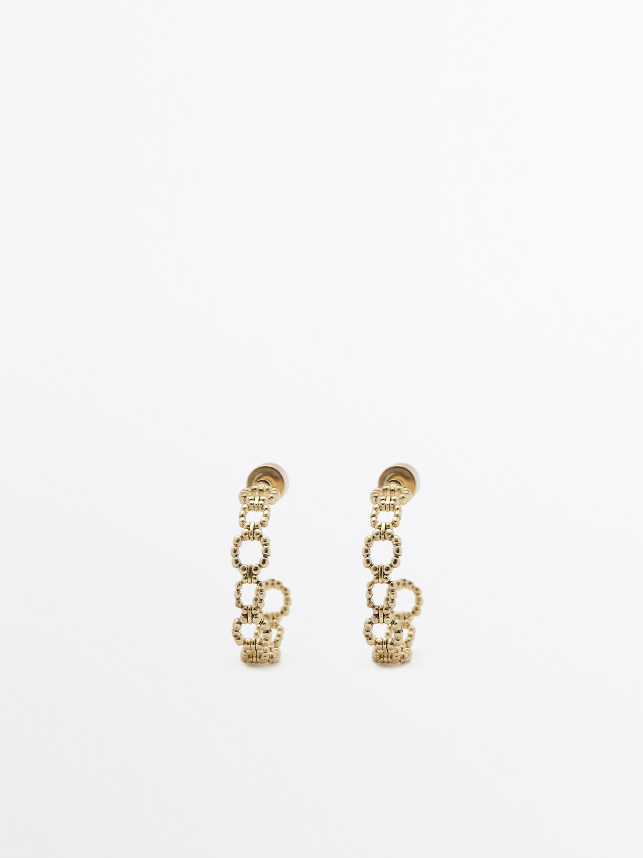 Massimo Dutti Gold-plated Hoop Earrings With Beads In Golden | ModeSens