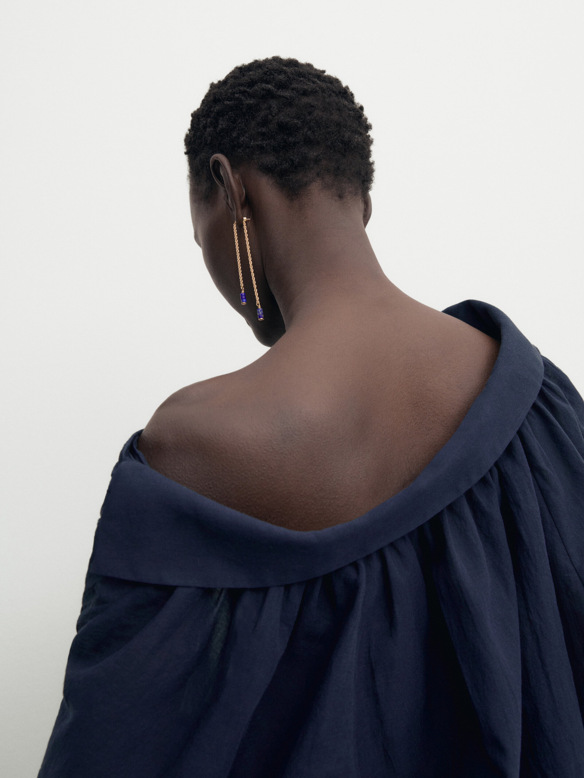 Pendientes doble cadena piedras azules baño oro · Azul Eléctrico ...