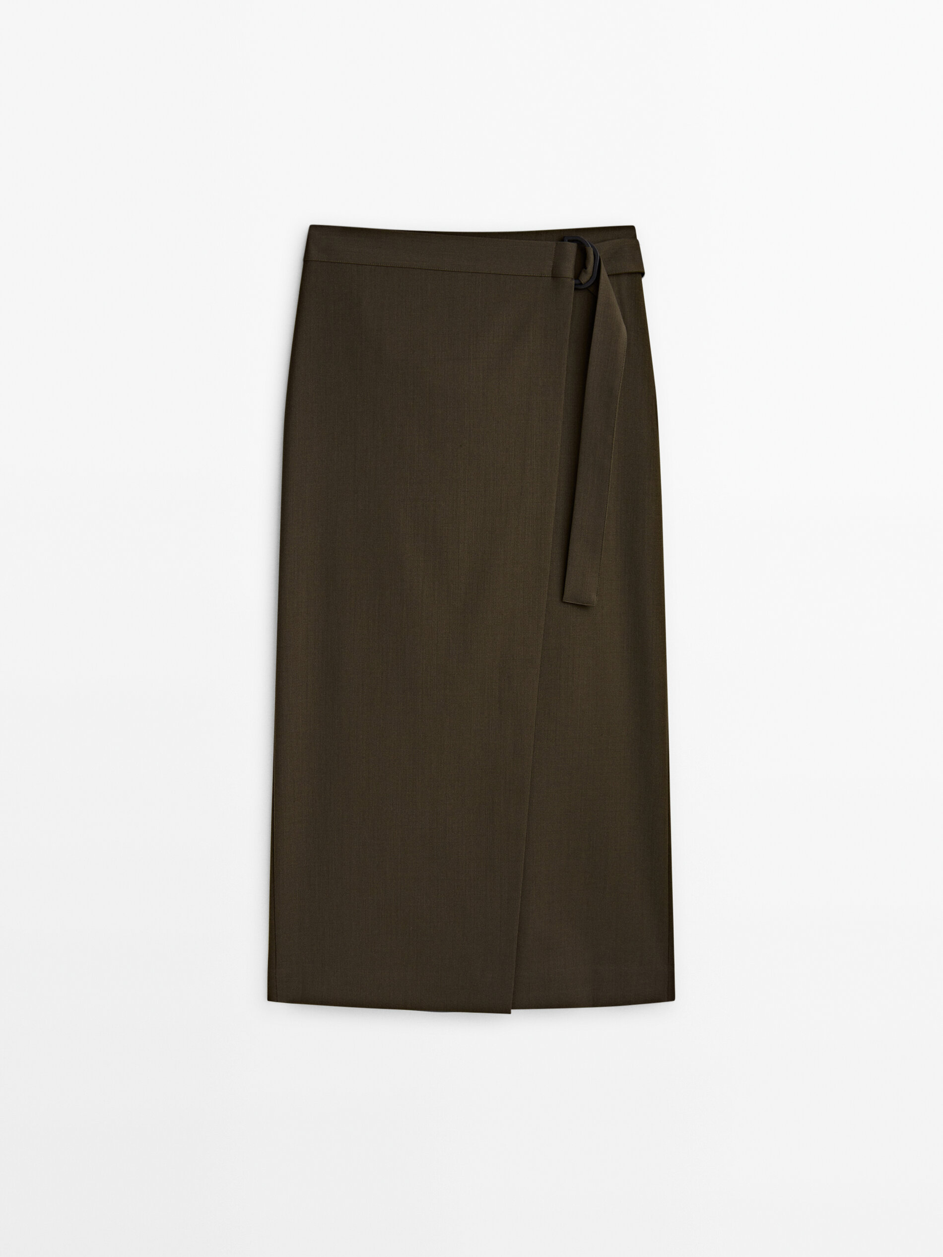 Rok pareo midi dengan gesper · Khaki · Smart / Skirts | Massimo Dutti