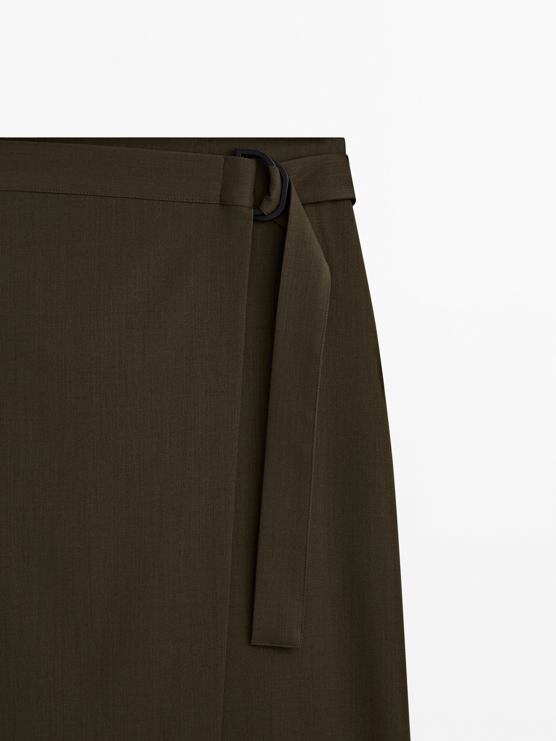 Rok pareo midi dengan gesper · Khaki · Smart / Skirts | Massimo Dutti