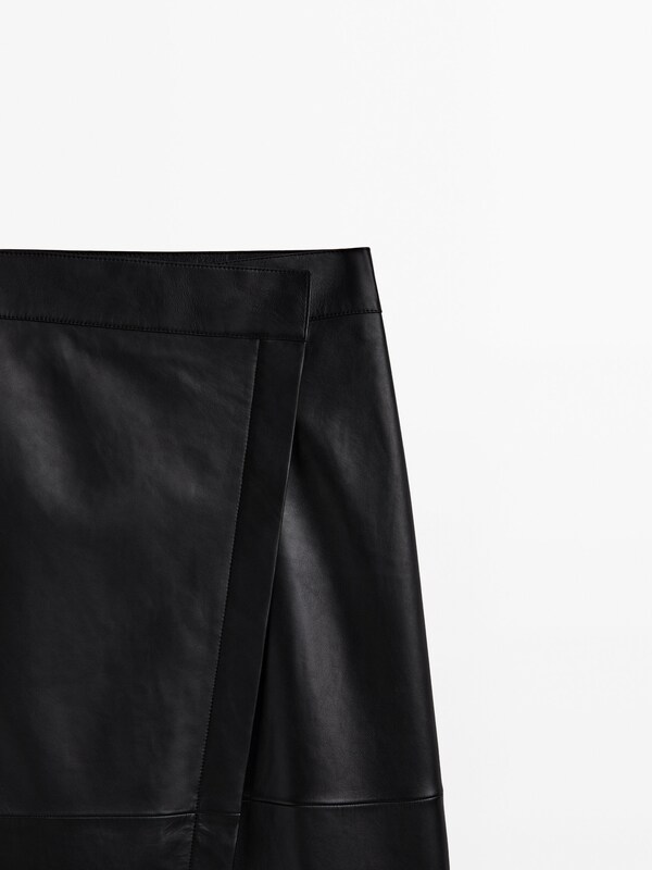 Nappa Leather Midi Pencil Skirt · Black · Skirts Massimo Dutti