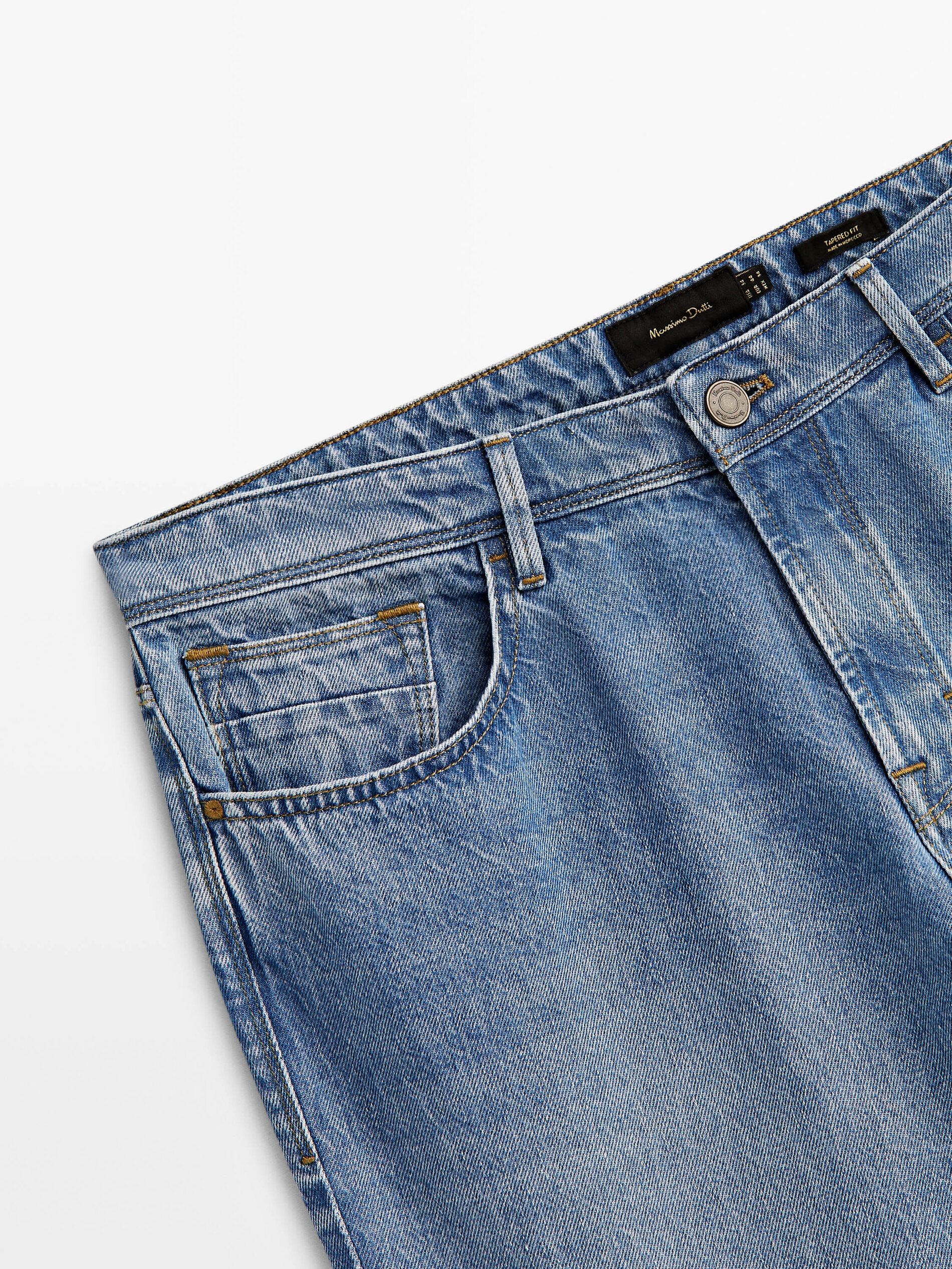 Pantalón vaquero mid bleach tapered fit · Indigo · Vestir | Massimo Dutti