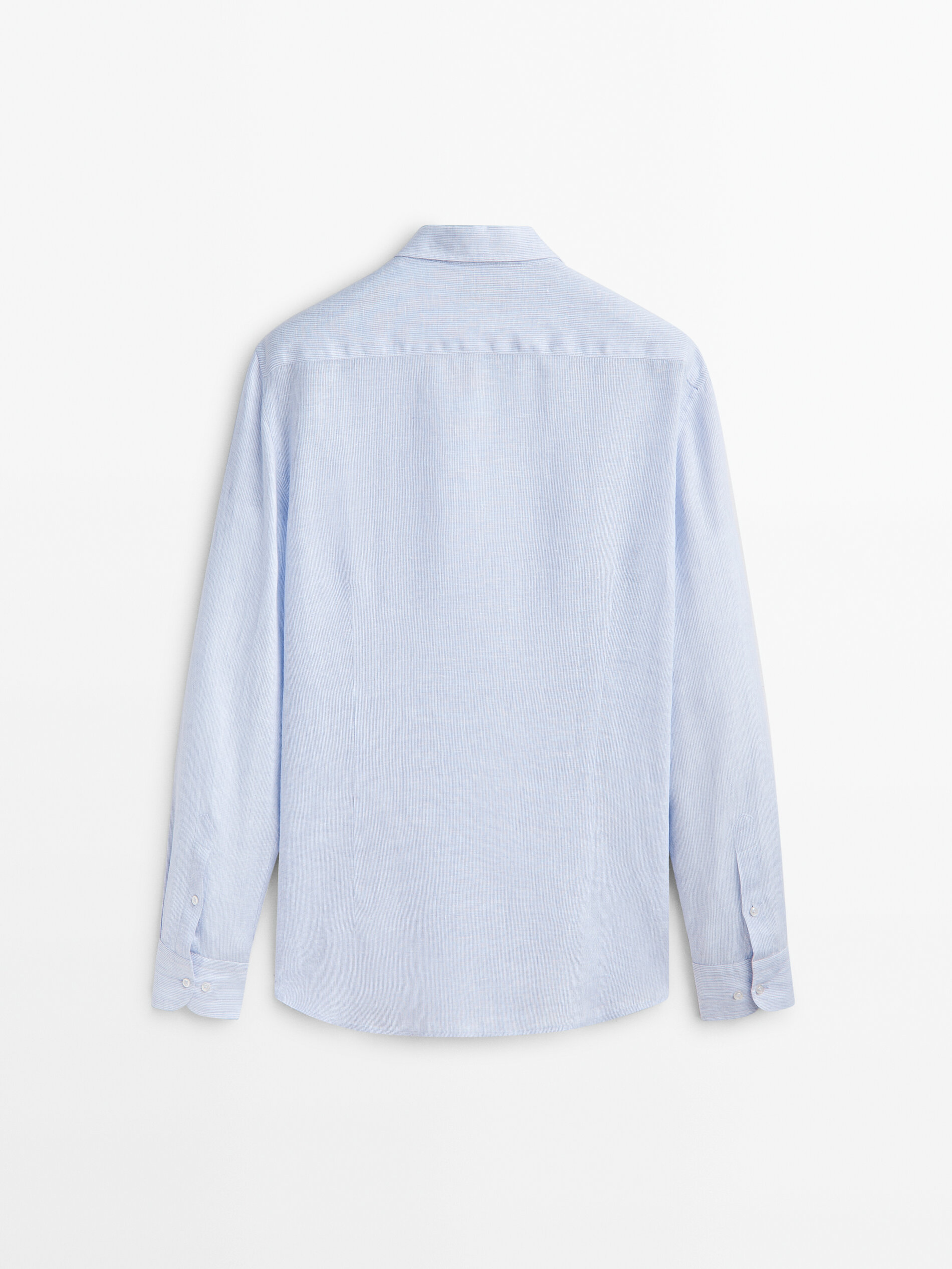 Bluzë linoje slim fit me vija · Bojëqiell · Shirts | Massimo Dutti