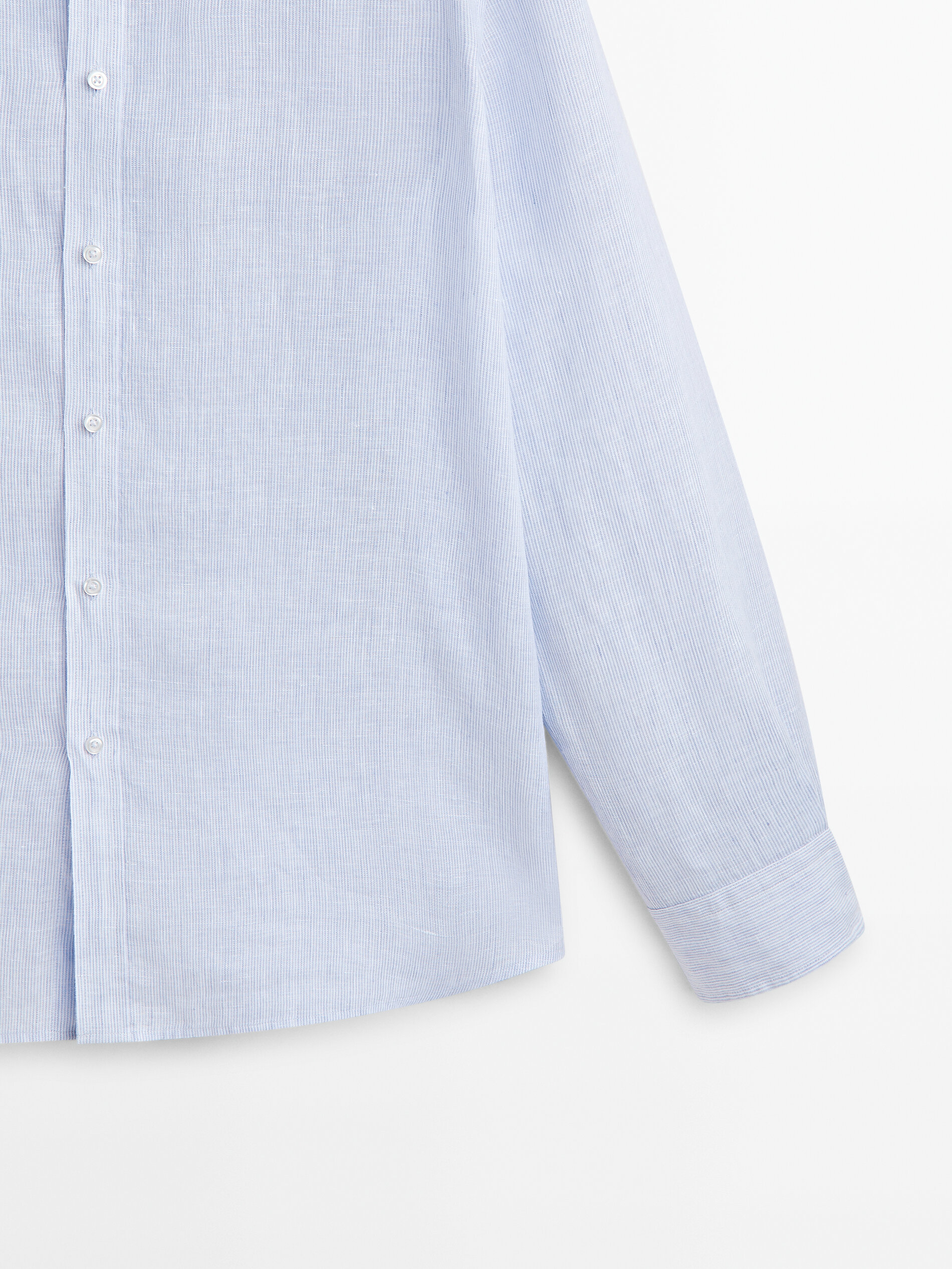 Bluzë linoje slim fit me vija · Bojëqiell · Shirts | Massimo Dutti