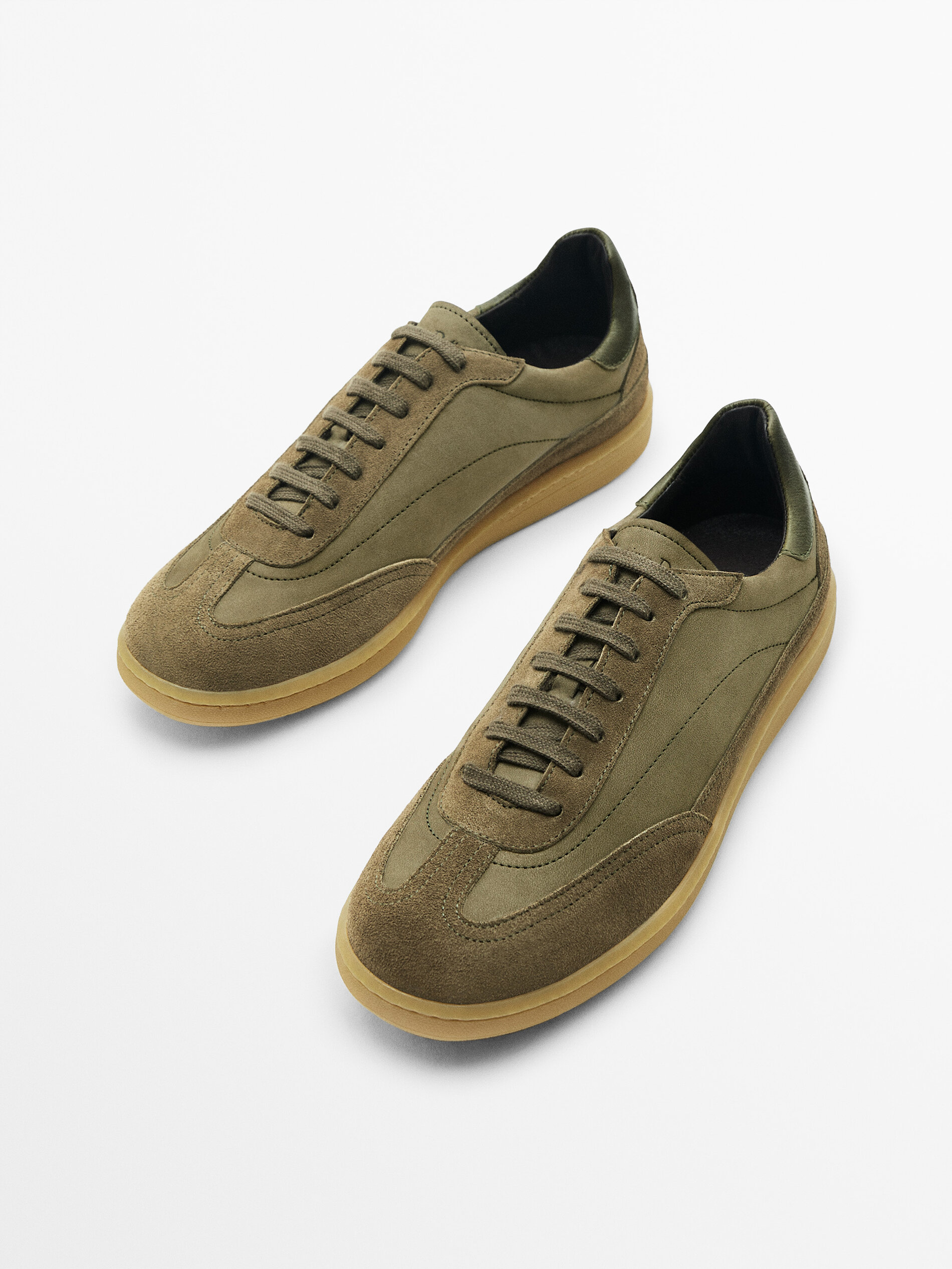 Massimo Dutti Contrast Split Suede Leather Trainers - Big Apple Buddy