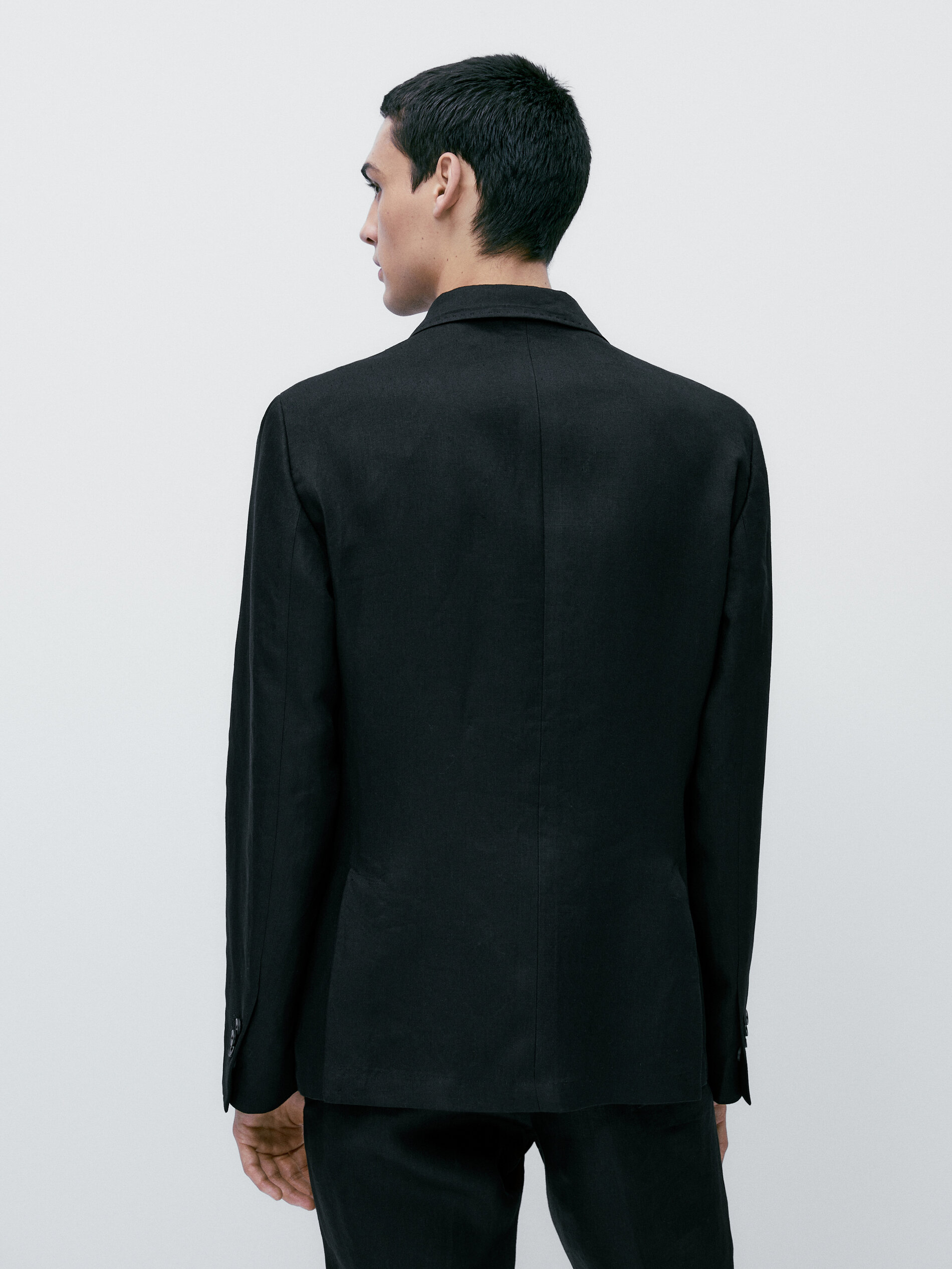 Massimo Dutti Black Linen Suit Blazer - Big Apple Buddy