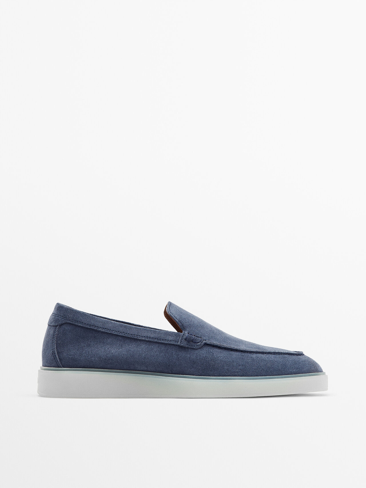 Massimo Dutti Split Suede Translucent Sole Loafers In Faded Blue | ModeSens