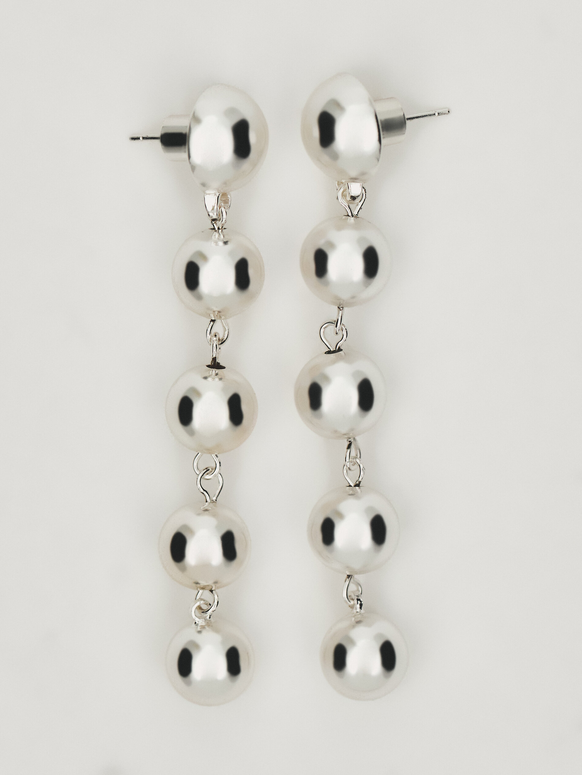 עגילי כדור ארוכים · כסף · Accessories | Massimo Dutti