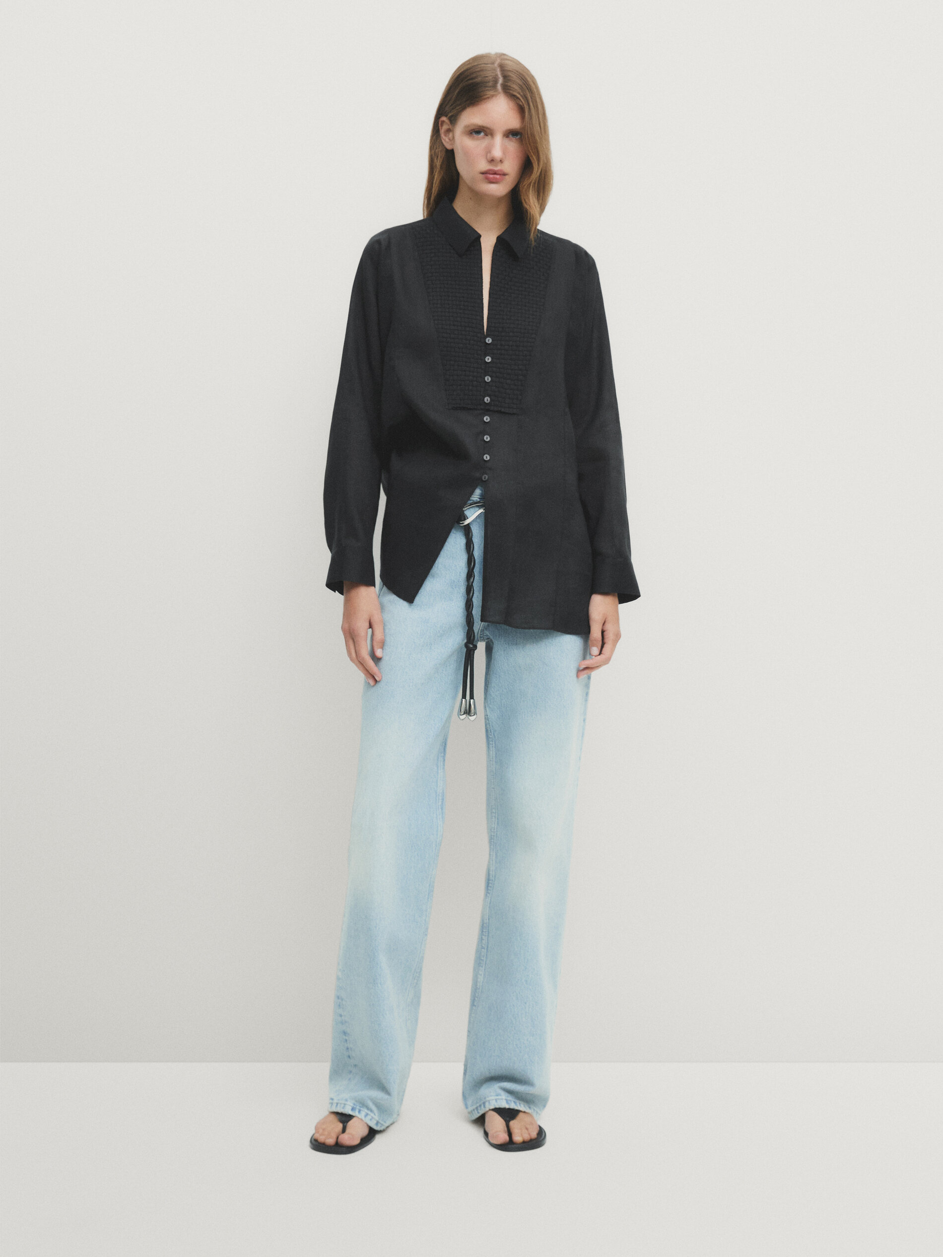 Önlük detaylı gömlek - Massimo Dutti Türkiye