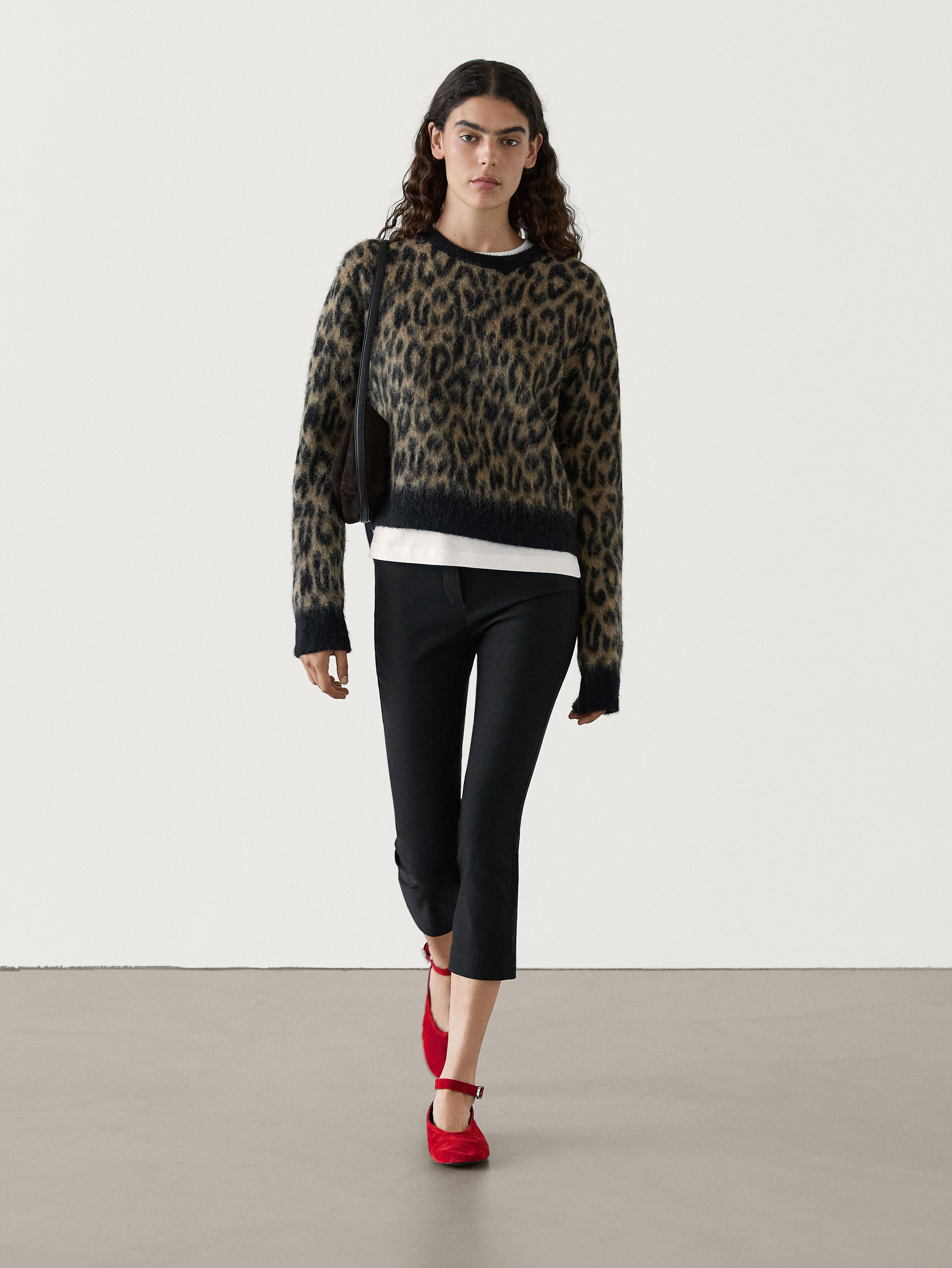 Animal print knit sweater with wool · Brown · Sweaters And Cardigans ...