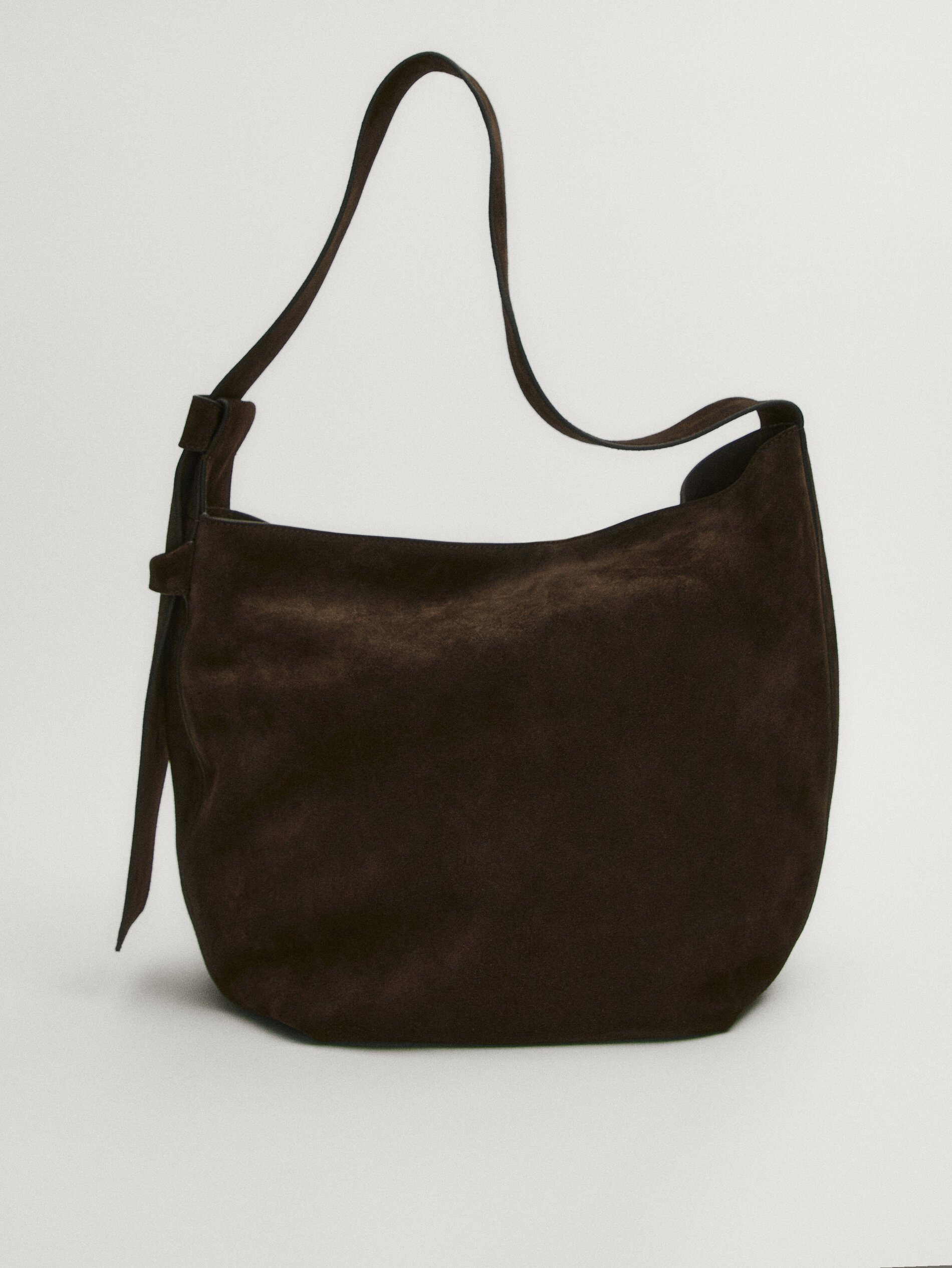 Split suede leather handbag · Brown, Beige · Accessories | Massimo Dutti