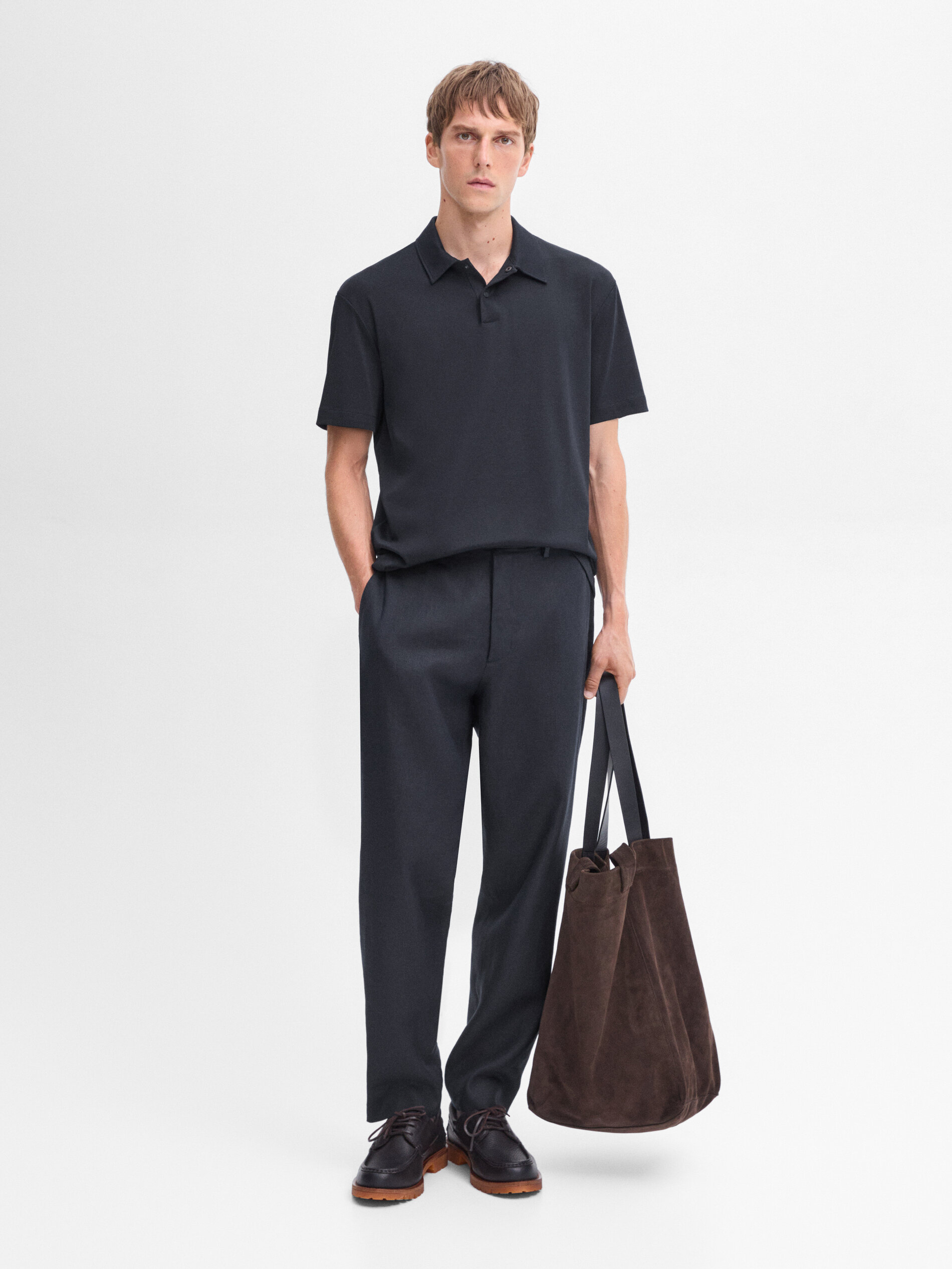 Polo 100 % coton boutonné au col · Bleu Marine, Vert Foncé, Gris ...