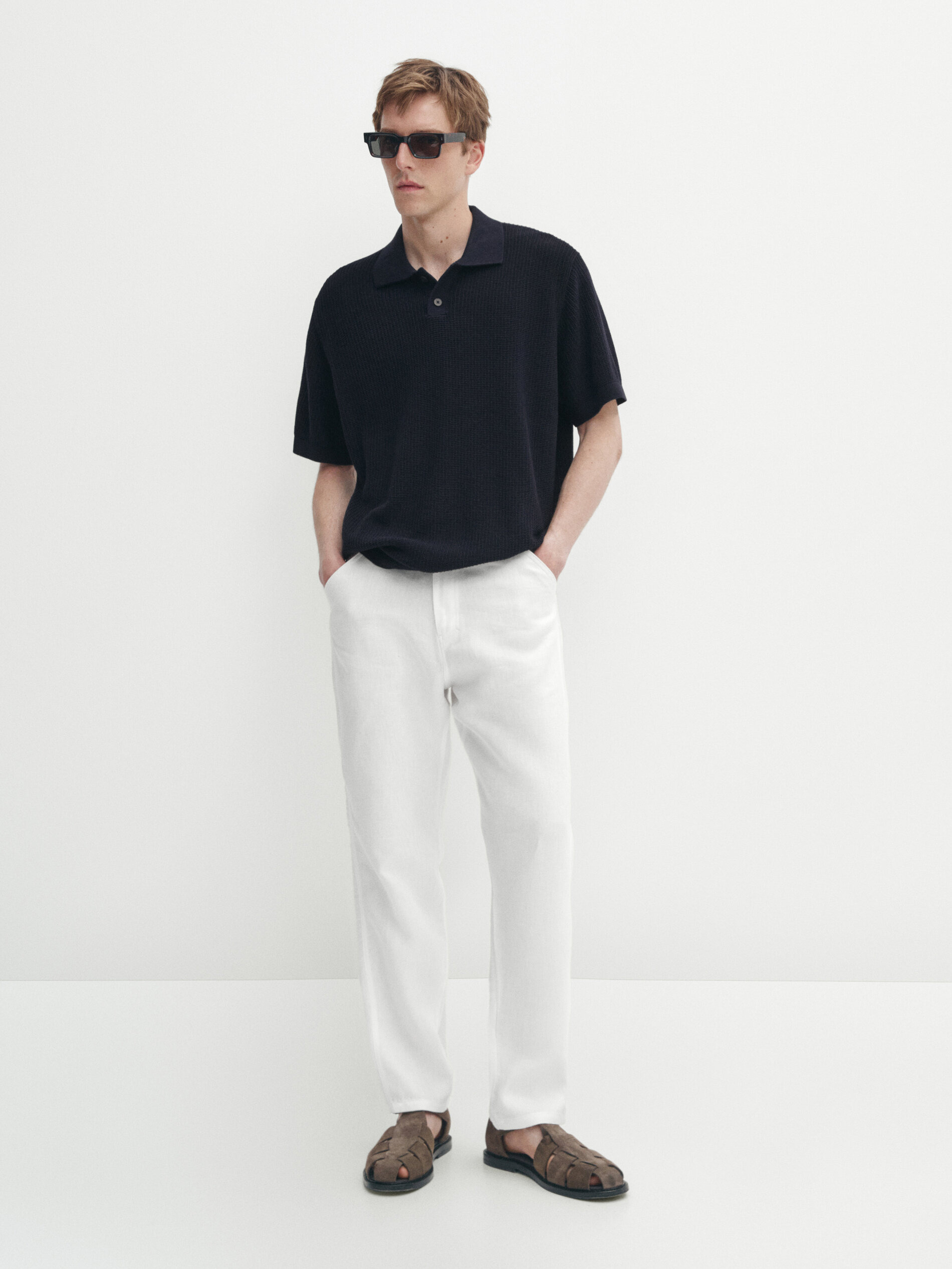 Short sleeve knit polo shirt - Massimo Dutti Canada