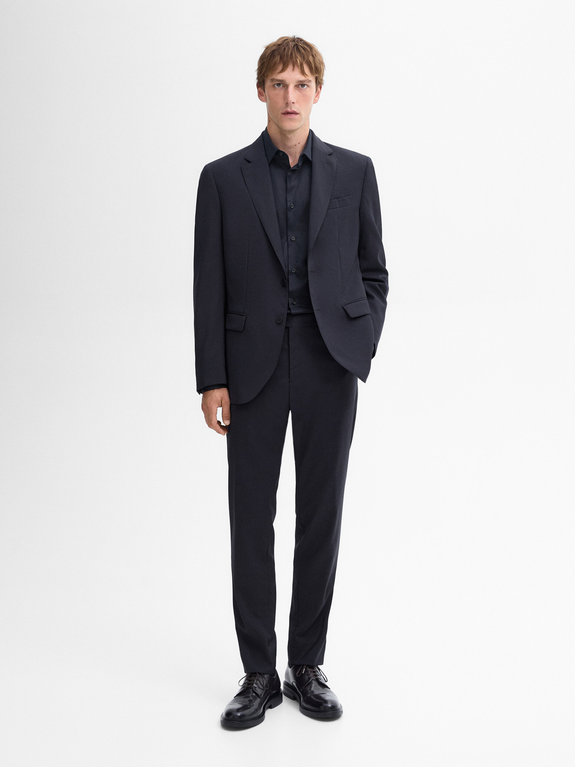 Blue comfort bi-stretch suit blazer · Navy Blue · Dressy | Massimo Dutti