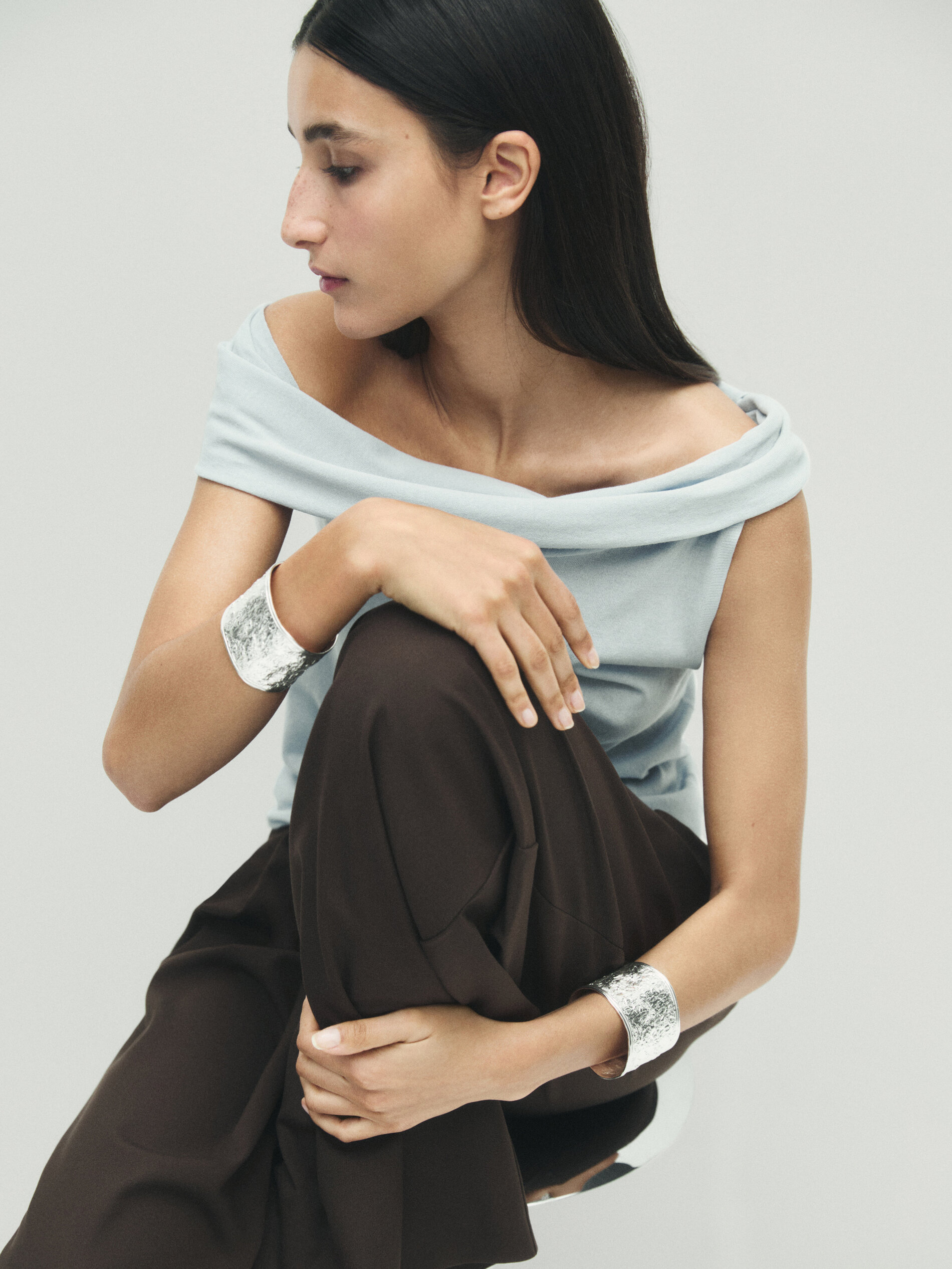 Pulsera Rígida Detalle Textura · Plata · Accesorios Massimo Dutti