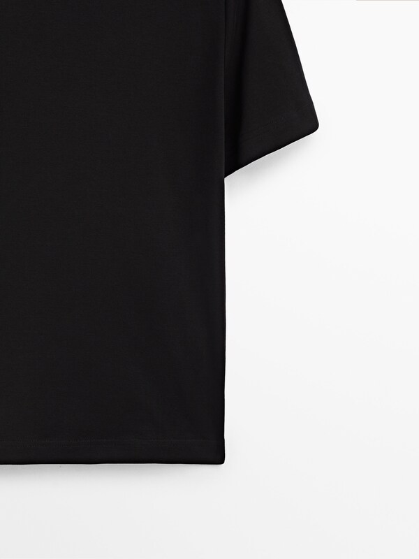 T Shirt En Coton à Manches Courtes · Noir Gris Anthracite Cru · T