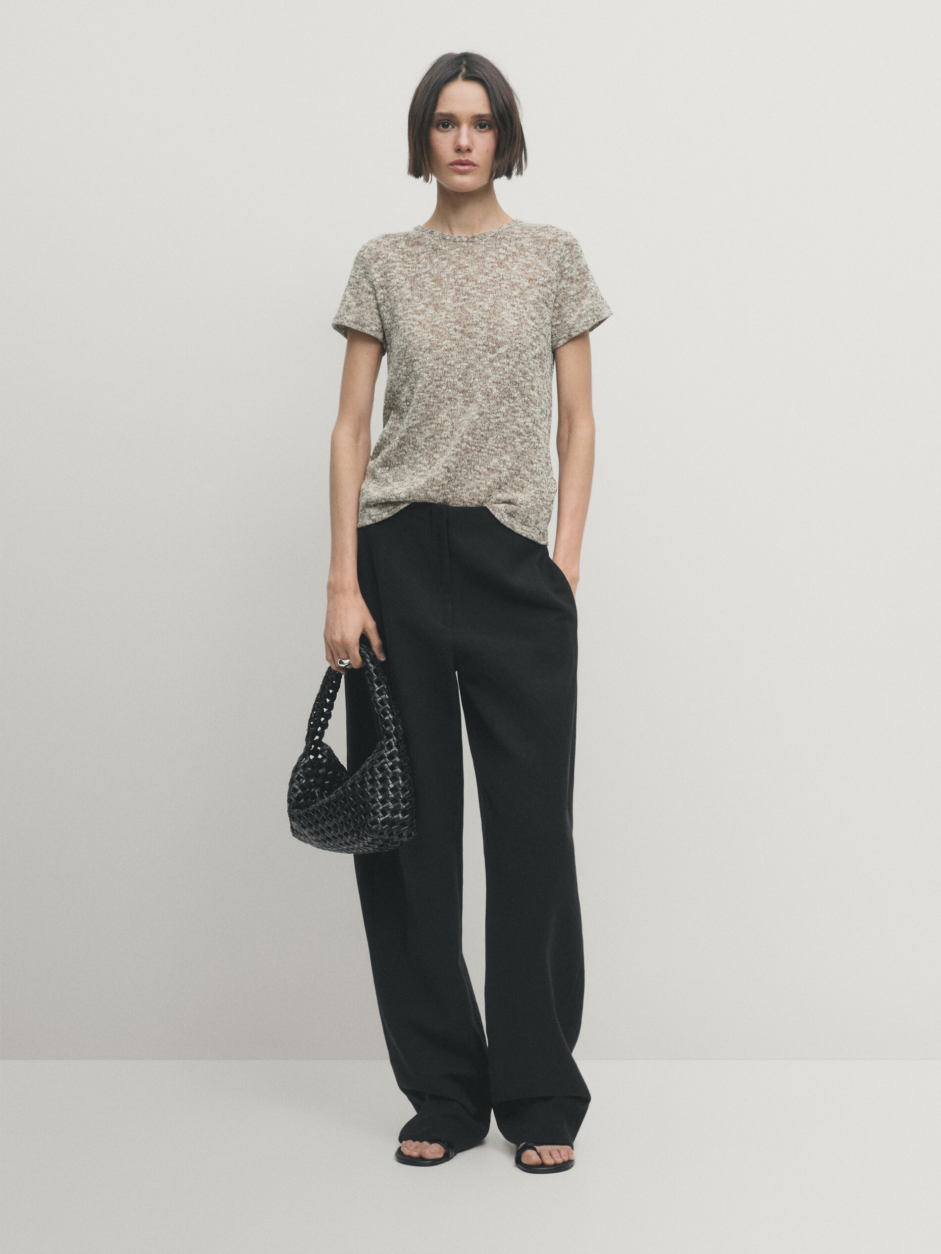 เสื้อยืดแขนสั้นแต่งพื้นผิว - Massimo Dutti Thailand