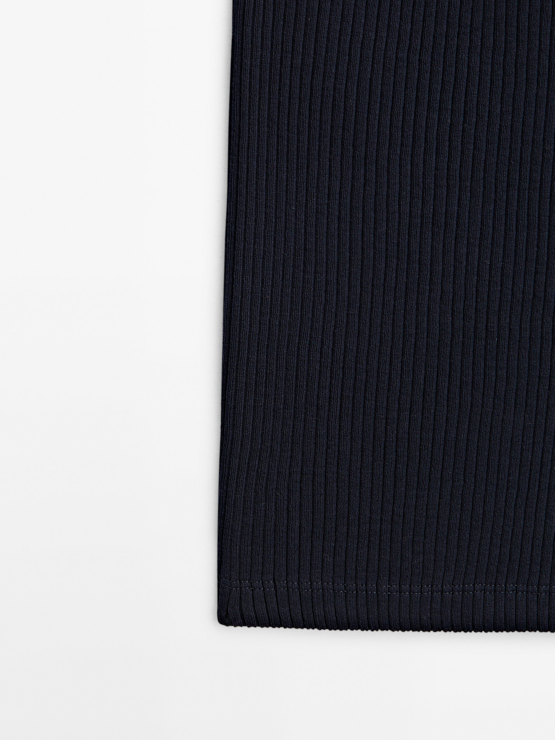 Asymmetric ribbed top with piece detail · Navy Blue, Stone · T-shirts ...