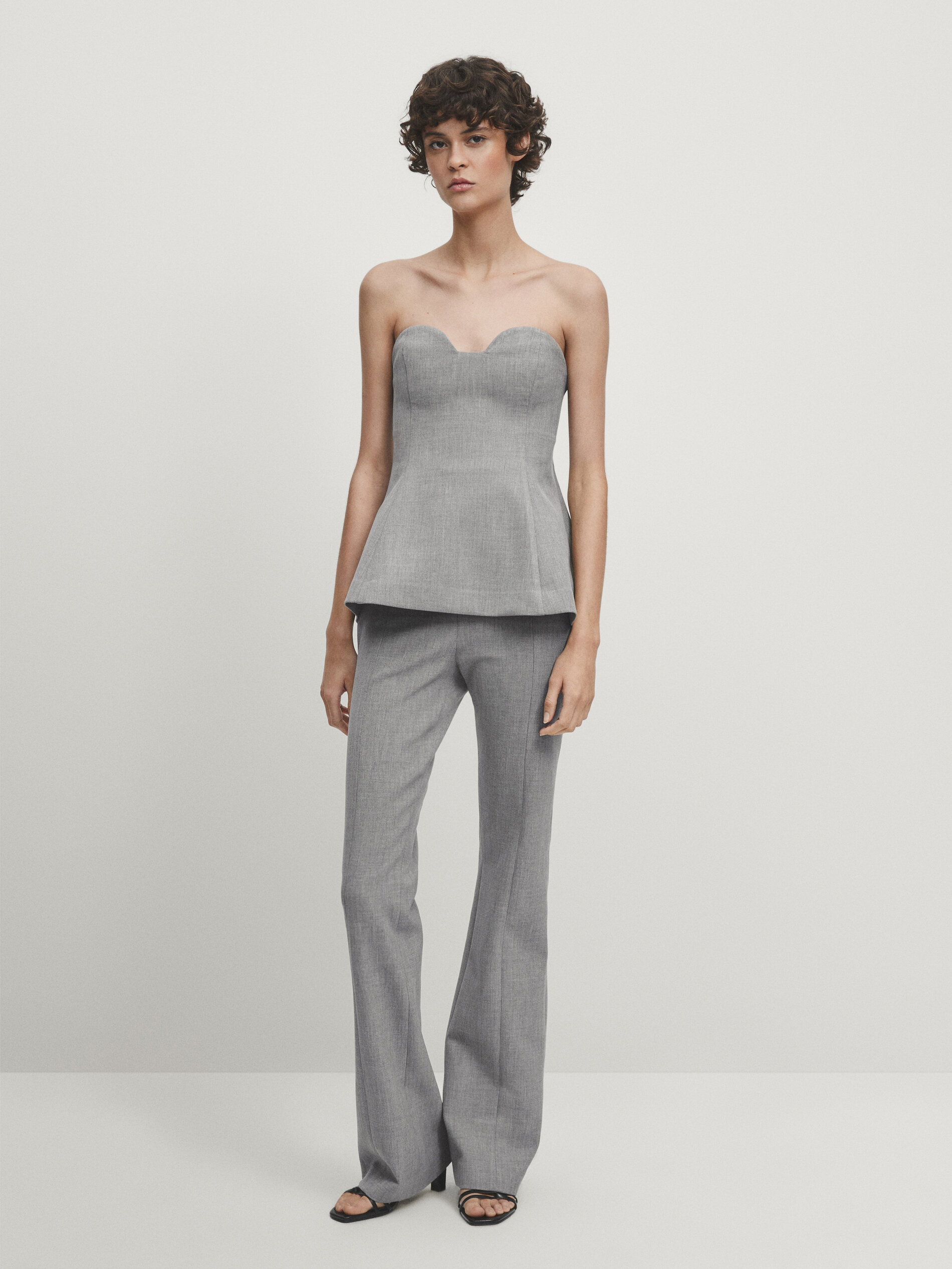Top escote corazón · Gris · Vestir | Massimo Dutti