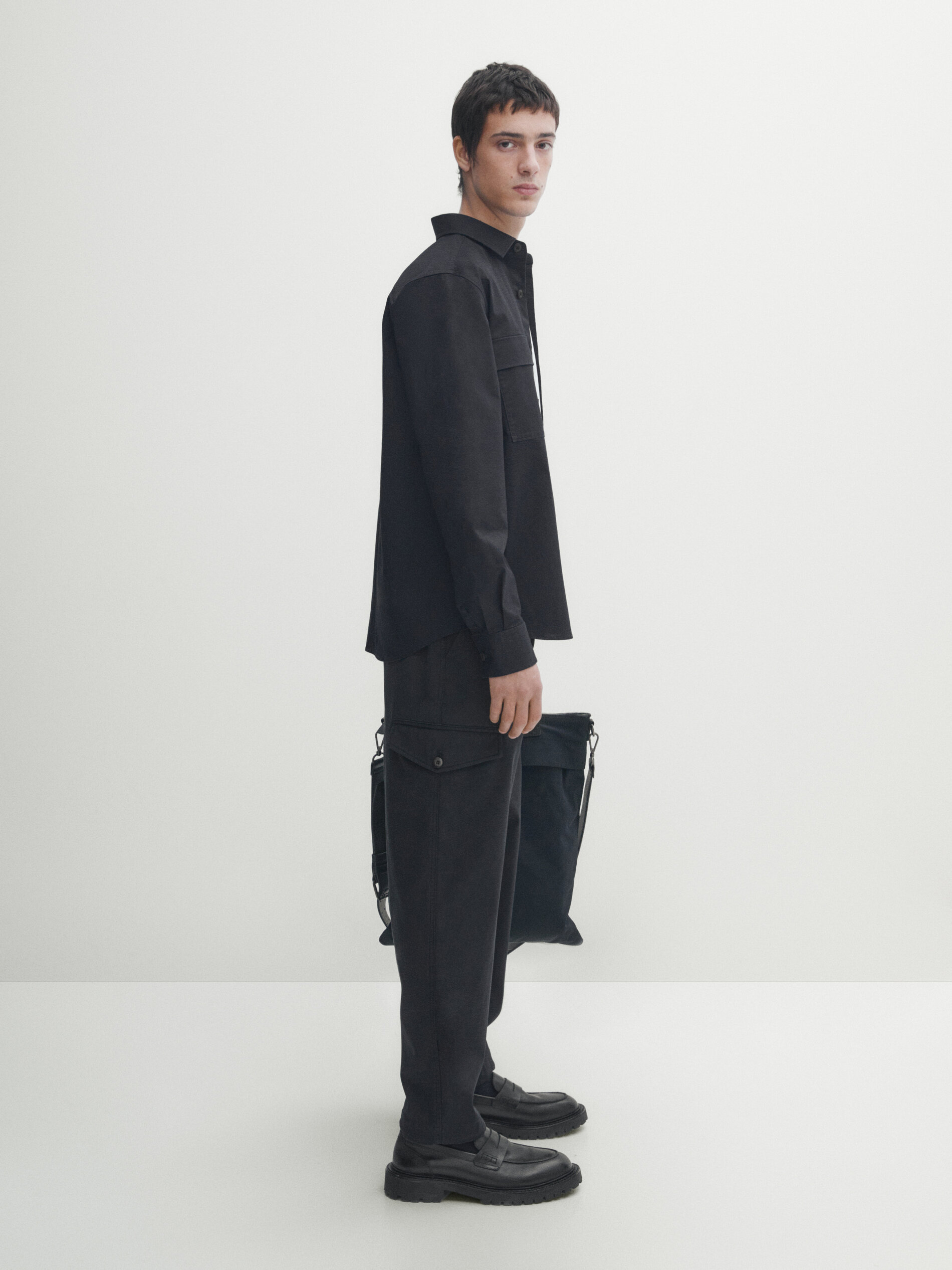 Relaxed fit cargo trousers · Navy Blue · Dressy | Massimo Dutti