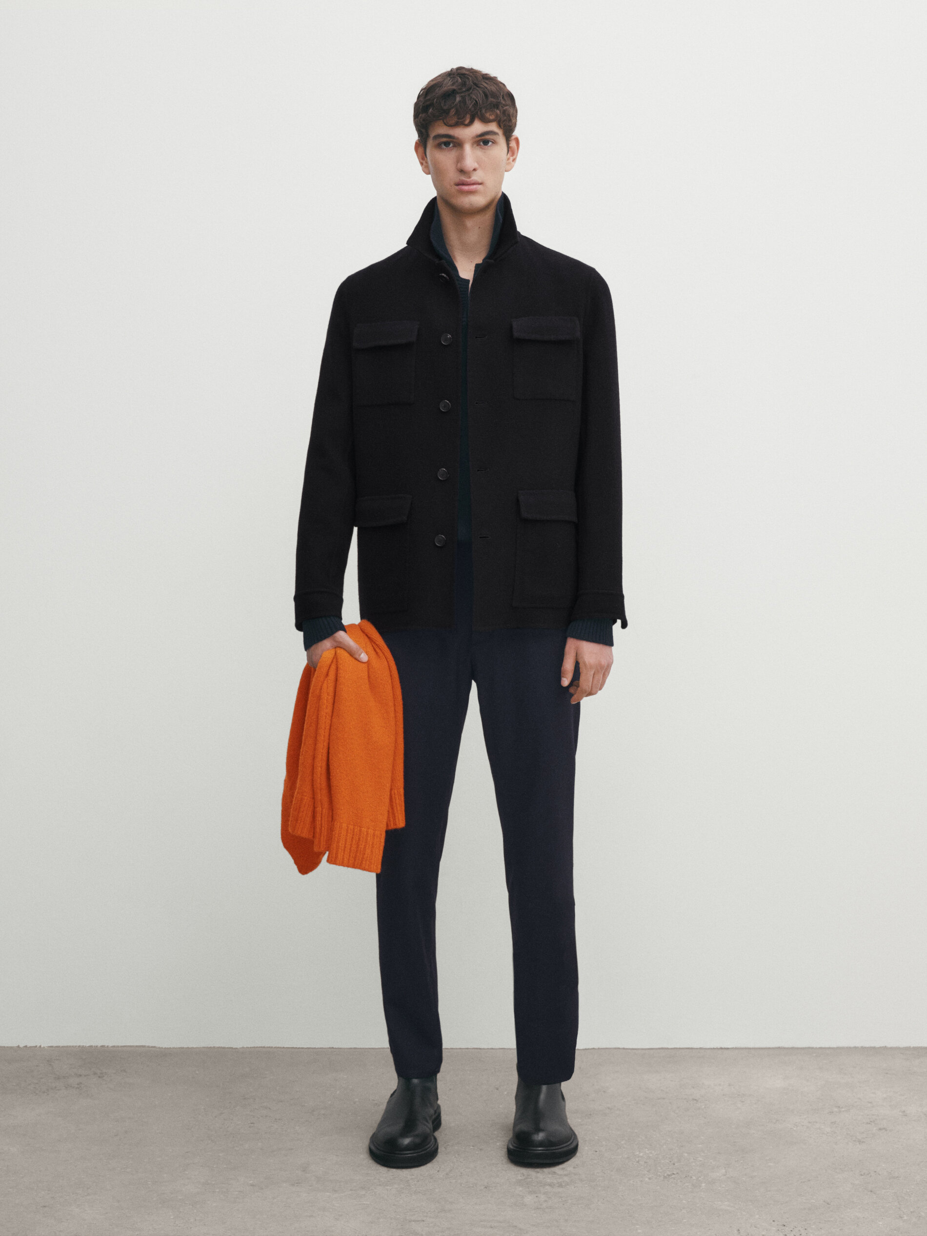 100% wool overshirt with pockets · Navy Blue · Dressy | Massimo Dutti