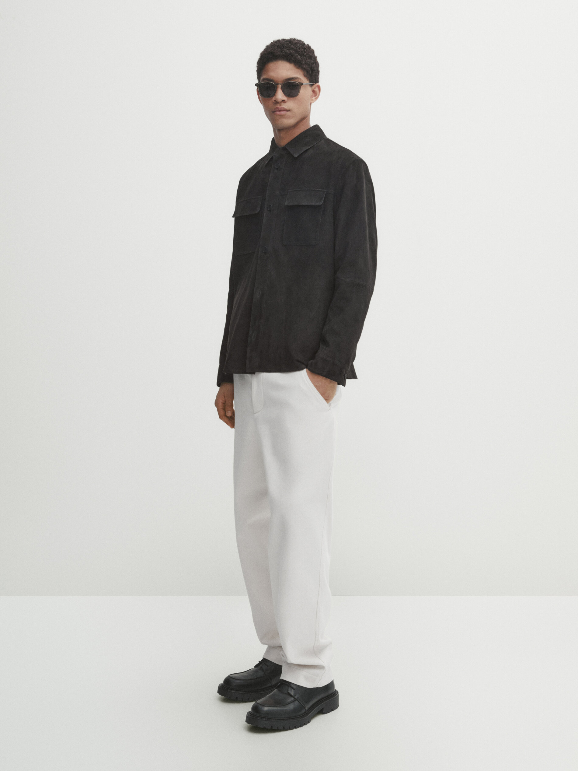 Suede overshirt with chest pockets - Massimo Dutti Malaysia