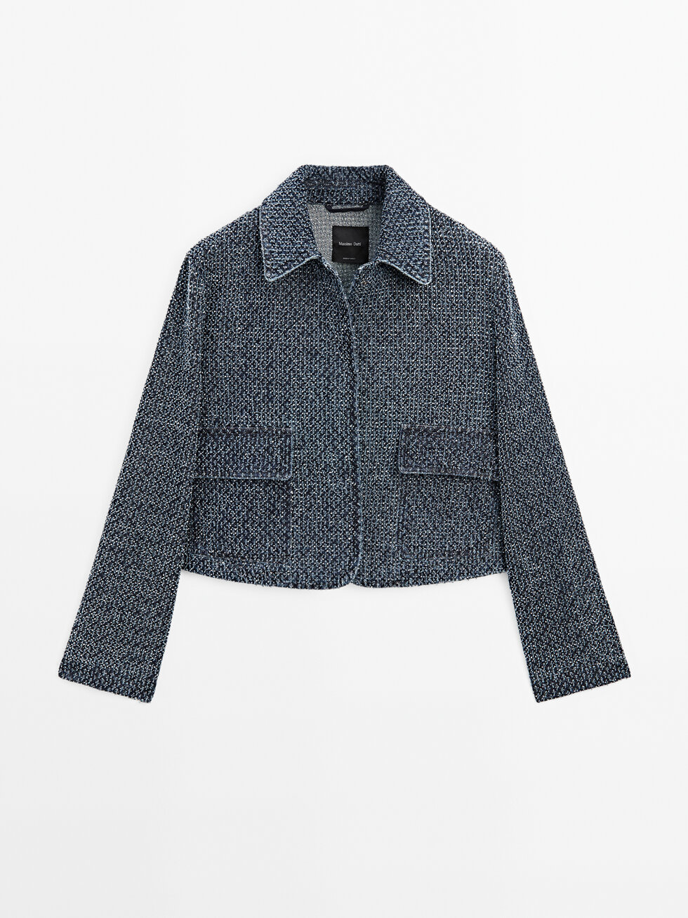 Short textured denim jacket · Medium Blue · Coats And Jackets | Massimo ...
