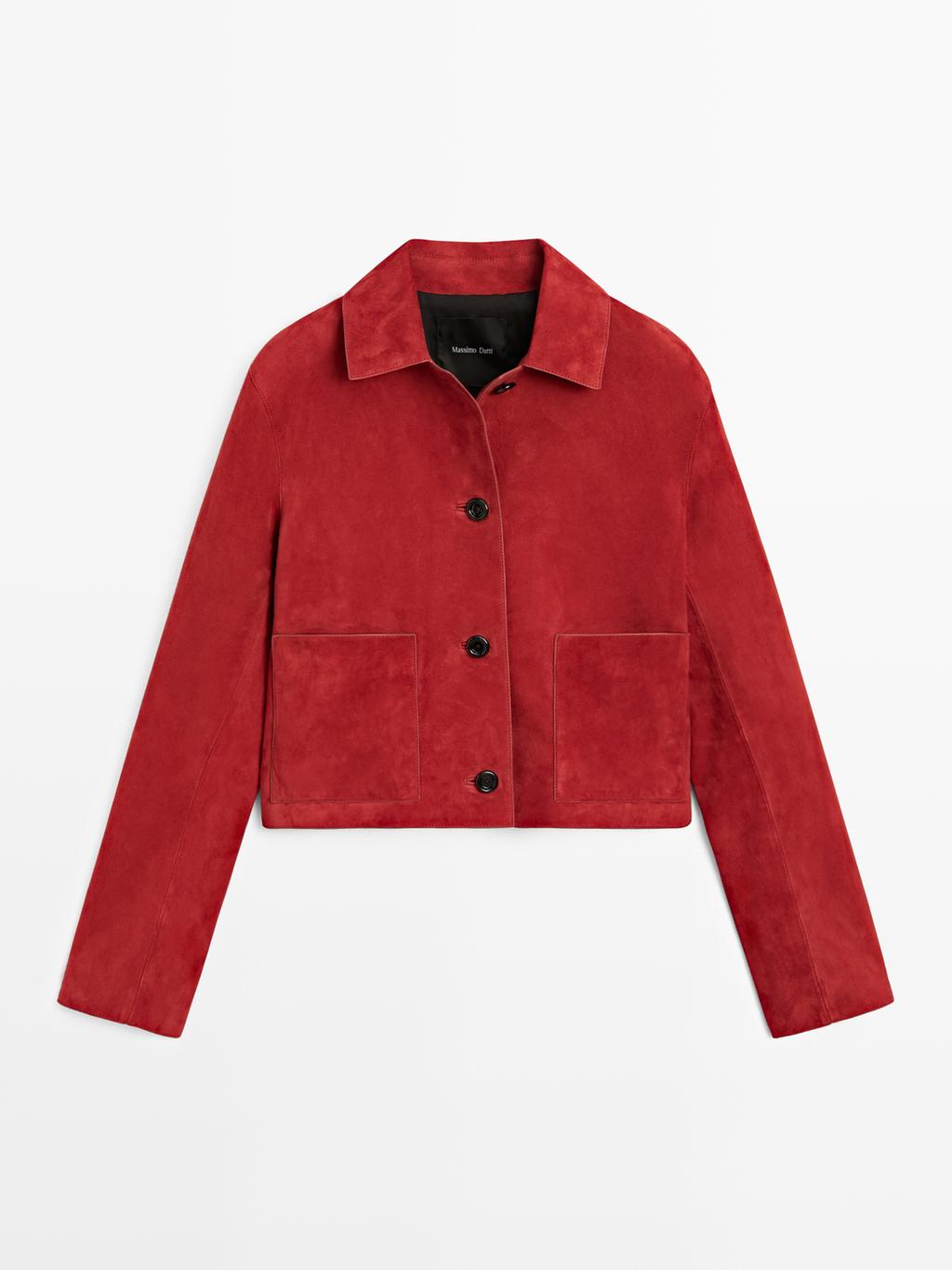 Jaqueta curta pell ant · Vermell · Vestits | Massimo Dutti