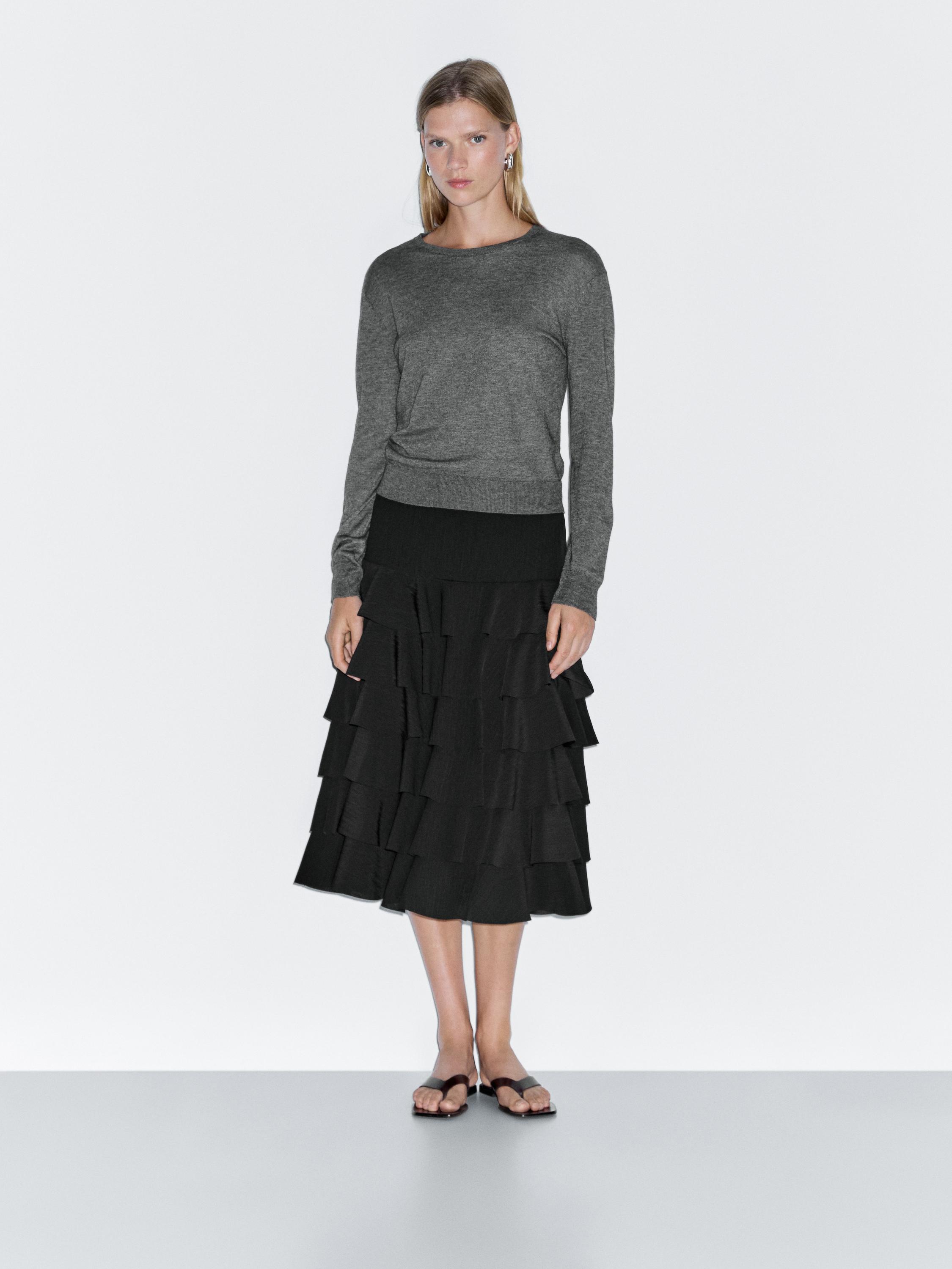 Midi suknja s volanima · Crna · Naočale Za Sunce | Massimo Dutti