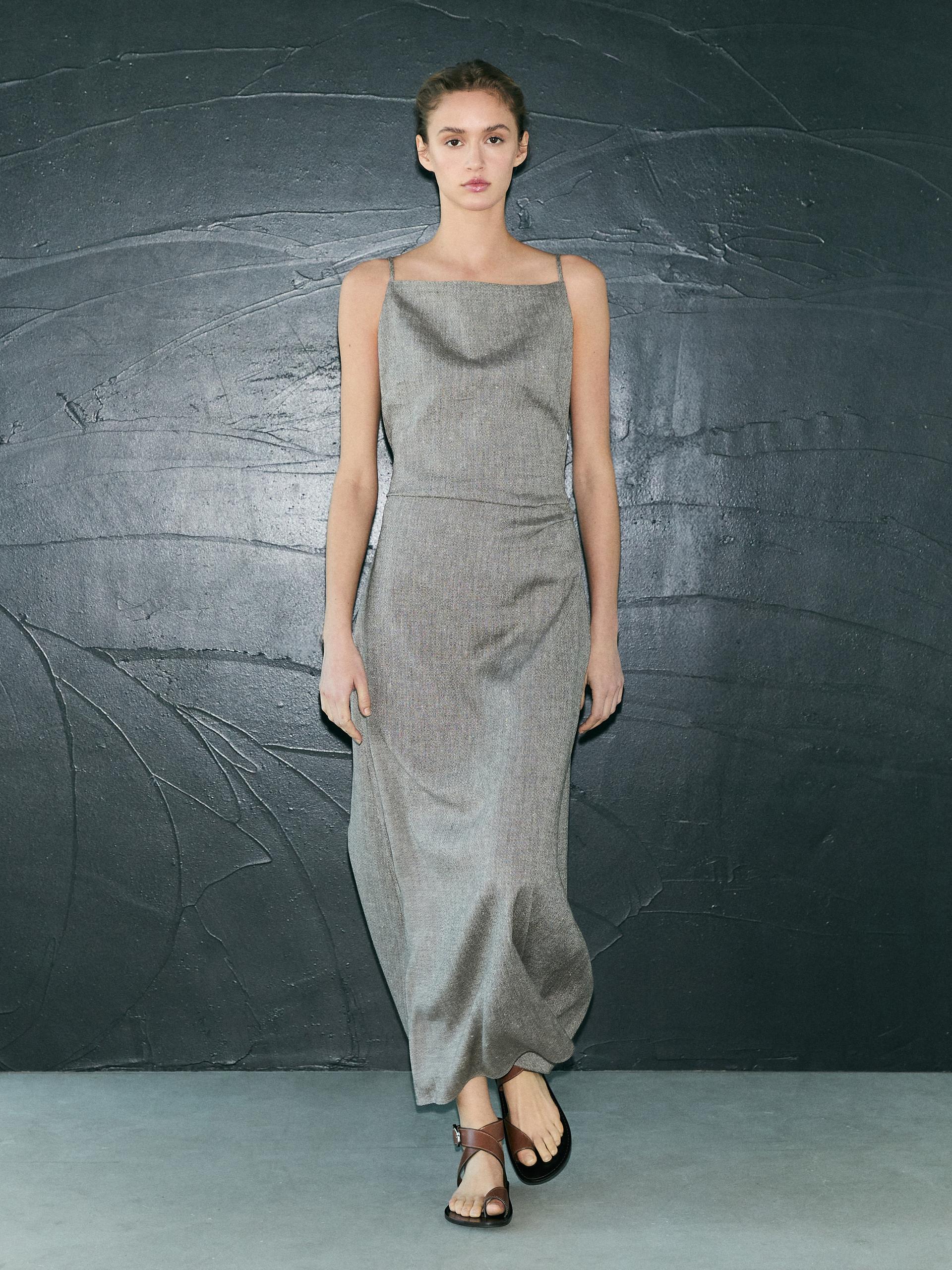 Linen blend flowing dress · Grey · Smart / Dresses And Jumpsuits ...