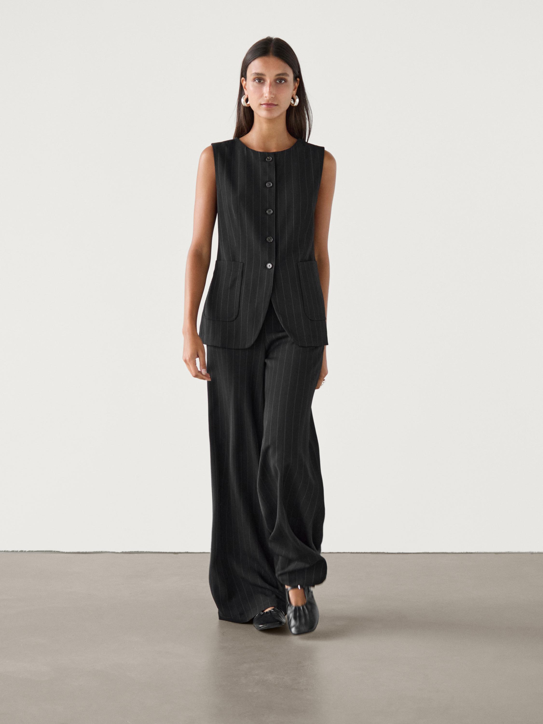 Chaleco raya diplomática conjunto · Negro · Camisería | Massimo Dutti