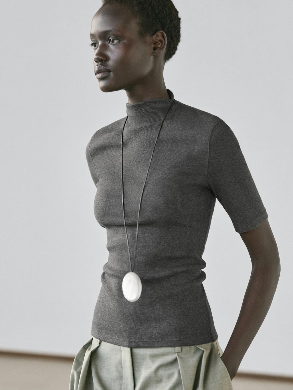 Camiseta manga corta mezcla algodón · Gris Antracita · Camiseta ...