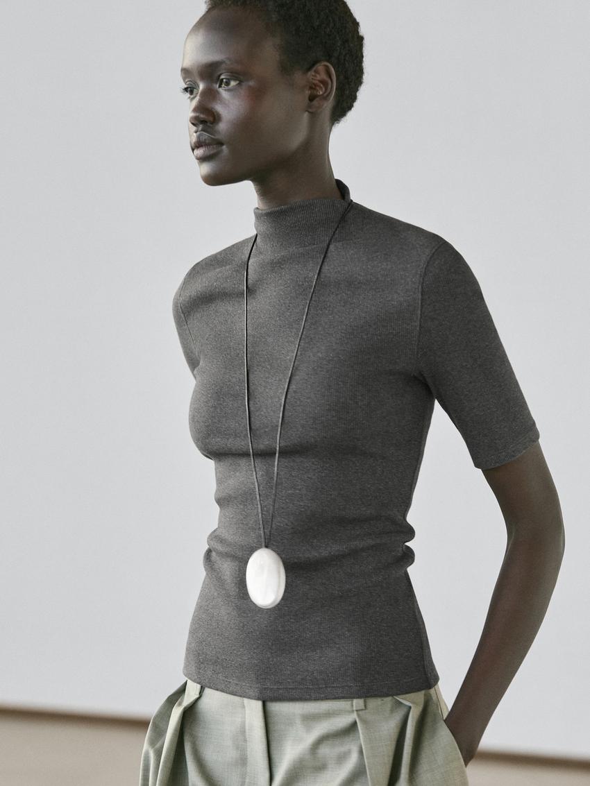 Camiseta manga corta mezcla algodón · Gris Antracita · Camiseta ...