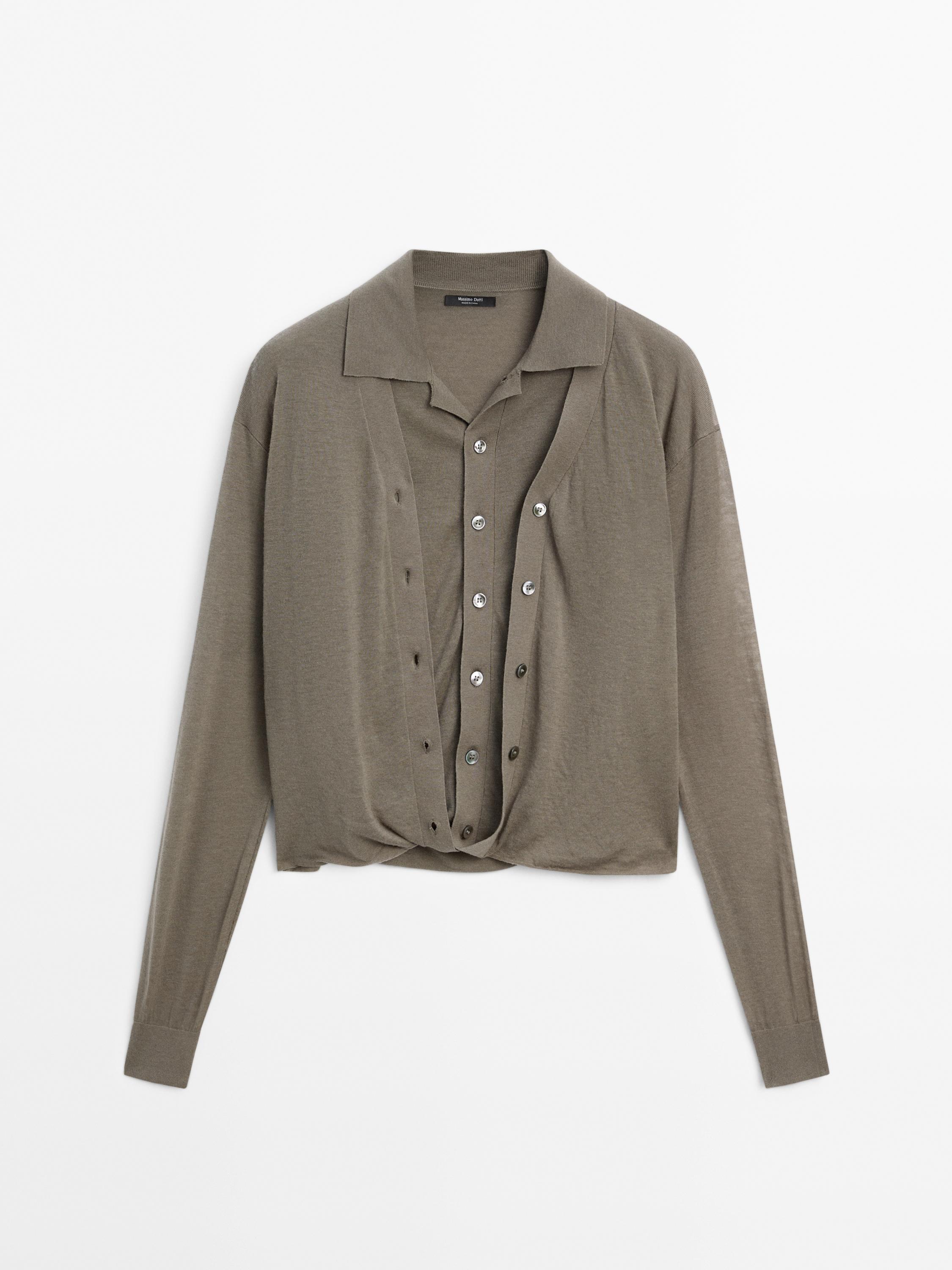 100% wool multi-way knit cardigan - STUDIO · Greenish, Red, Burgundy ...