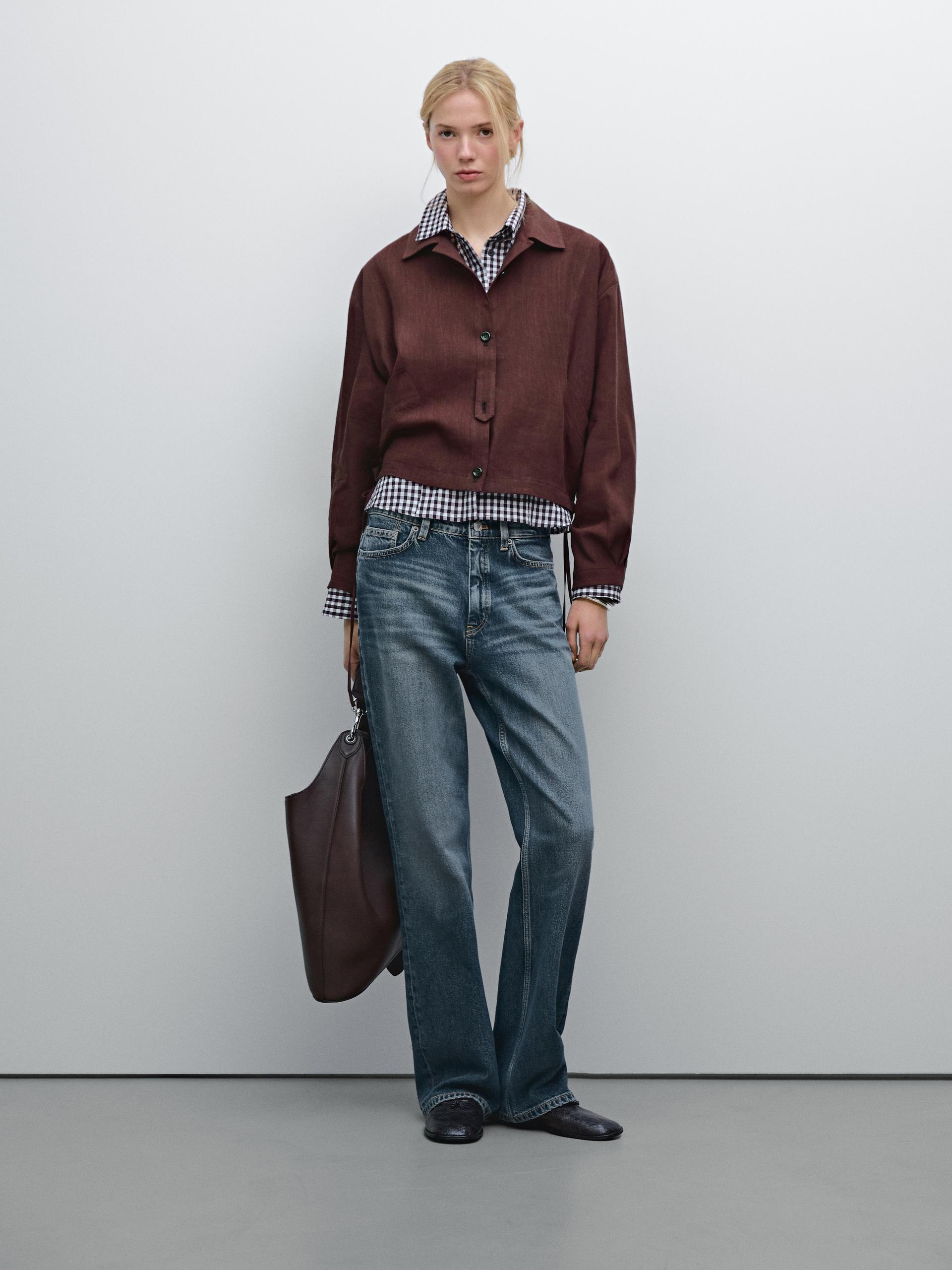 Fließende Bomberjacke aus Leinenmischgewebe · Bordeaux · Mäntel Und ...