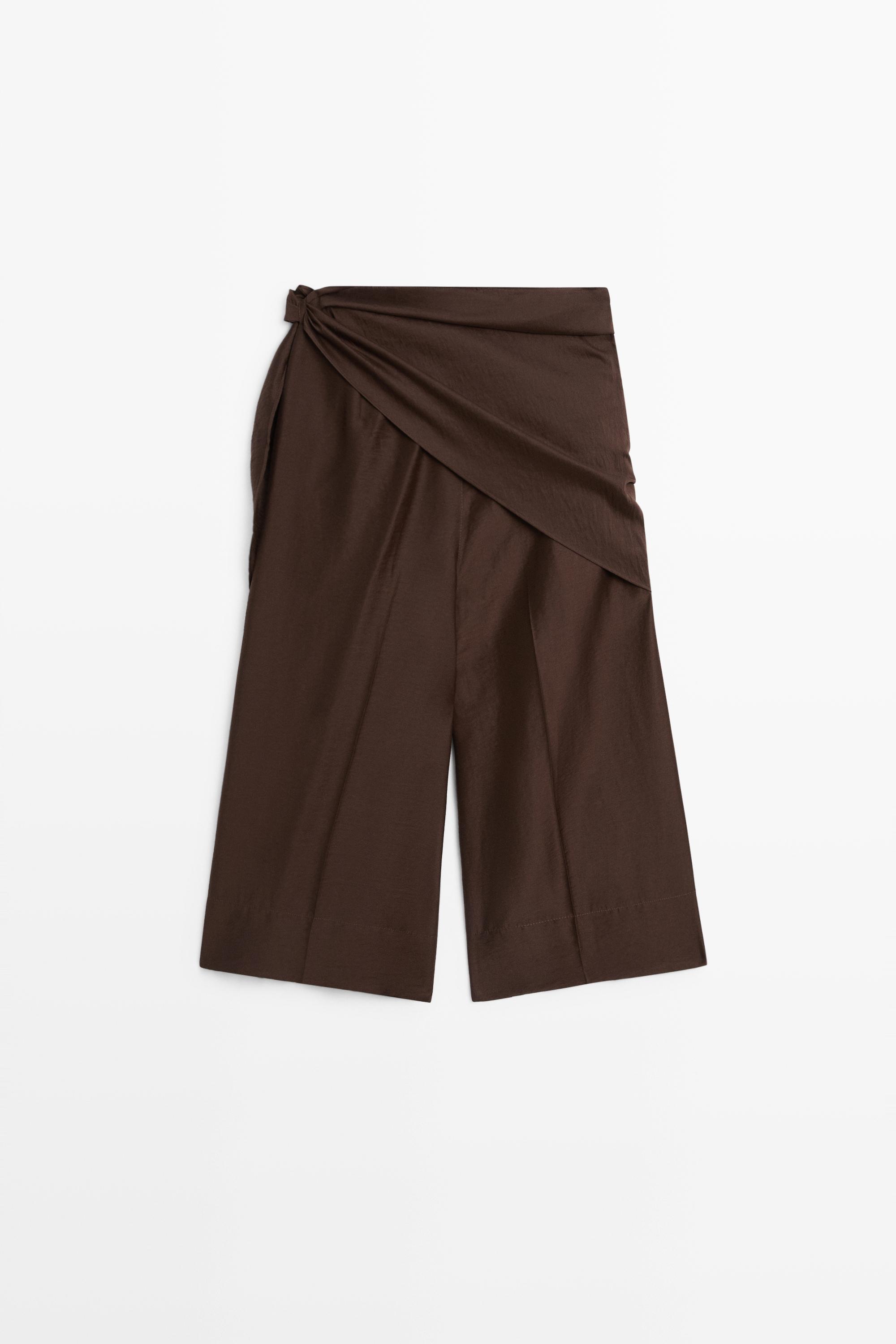 Bermude lungi fluide cu eșarfă · Ciocolatiu · Veste | Massimo Dutti