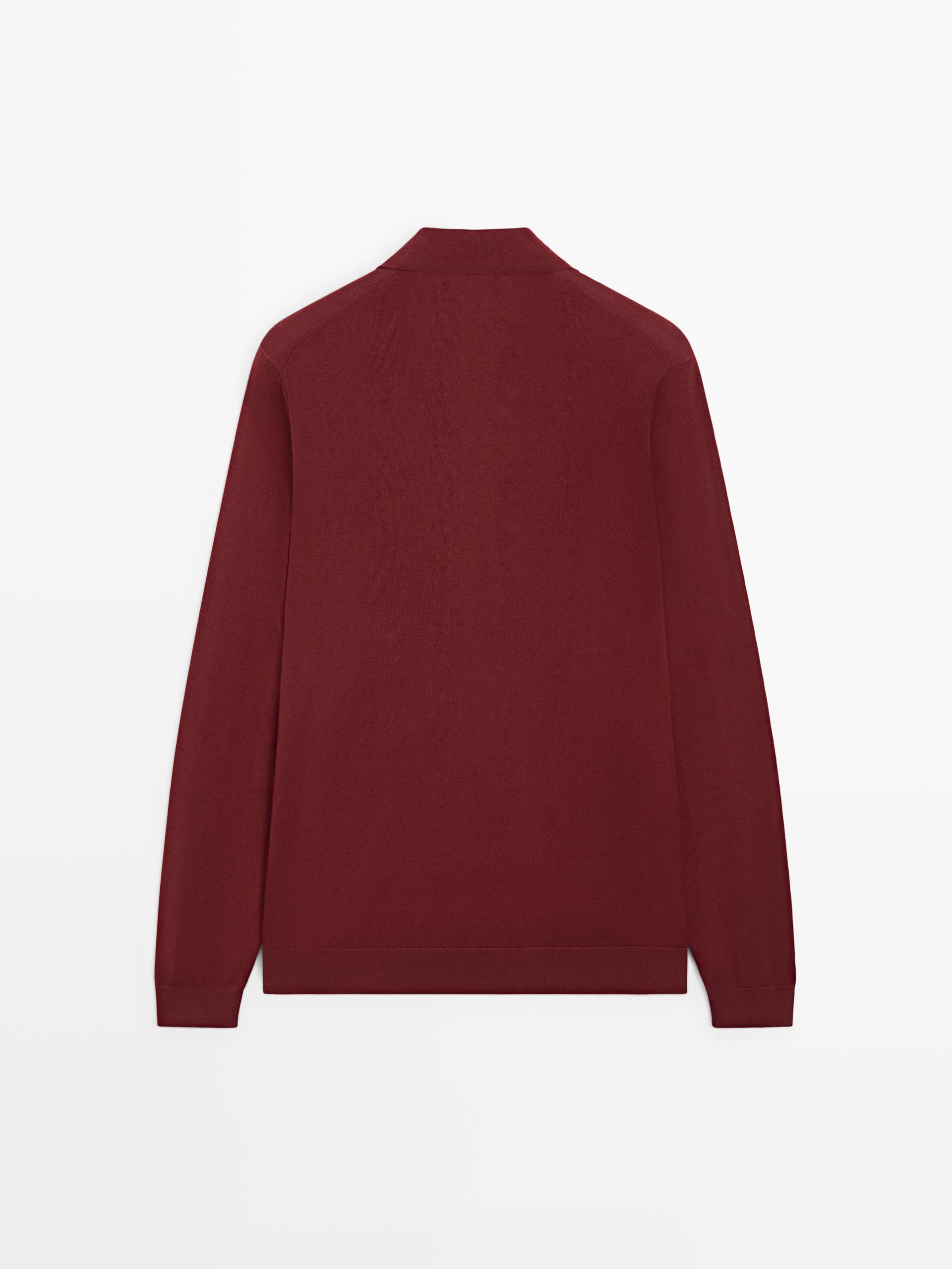 Camisola tipo polo de malha de algodão · Granada · Sweaters | Massimo Dutti