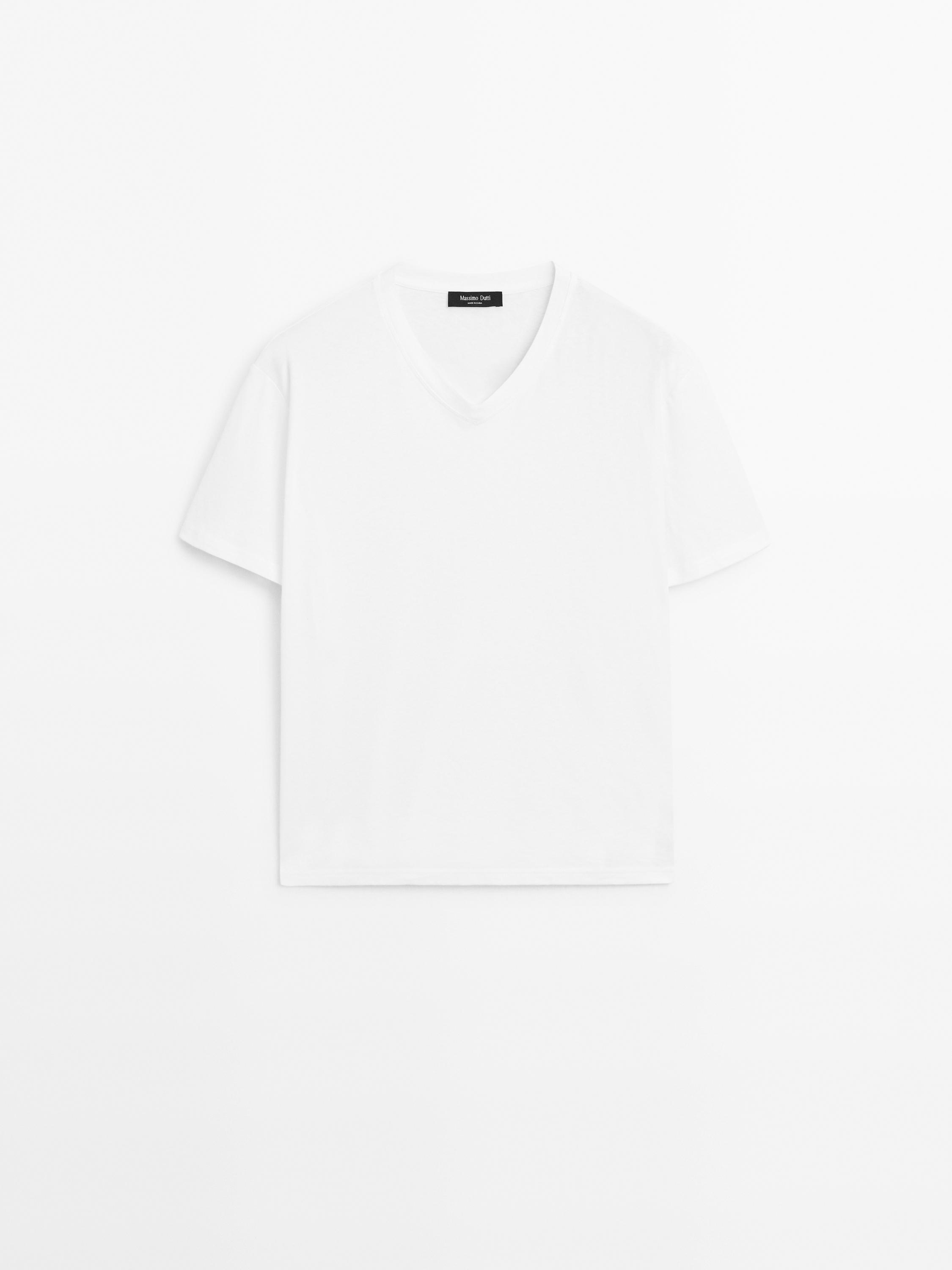 Camiseta manga larga 100% algodón · Blanco Roto · Circular | Massimo Dutti