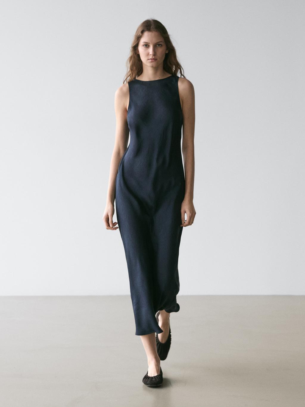Flowing midi dress · Blue · Dress | Massimo Dutti