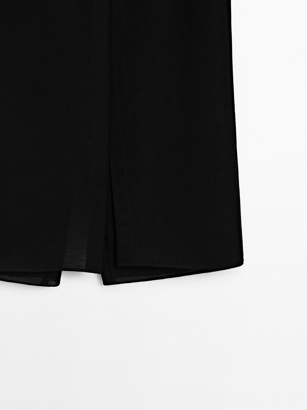 Uzun keten karışımlı şort etek · Si̇yah · Güneş Gözlüğü | Massimo Dutti