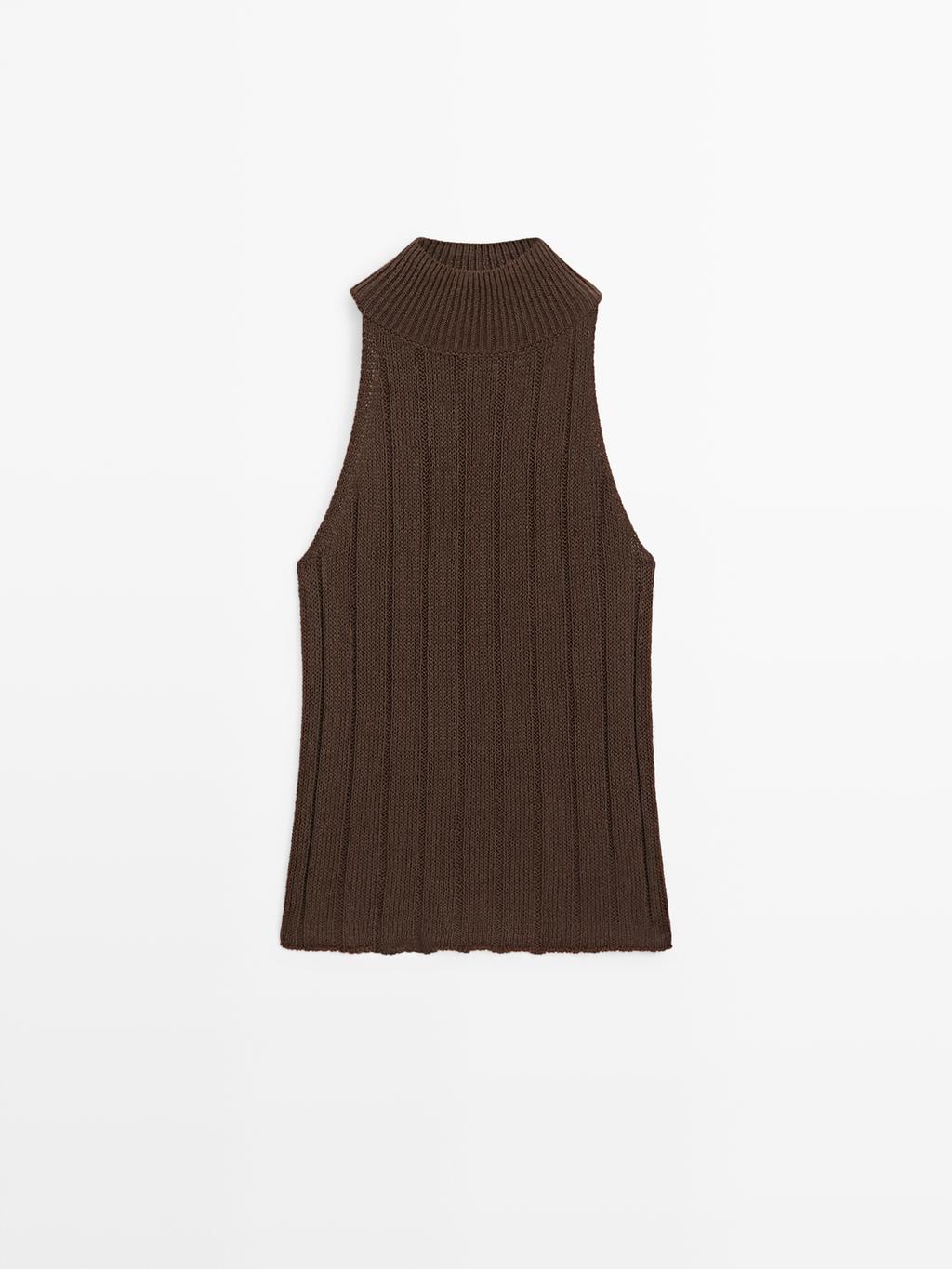 Top halter mezcla algodón · Chocolate · Tops Y Otras Prendas | Massimo ...