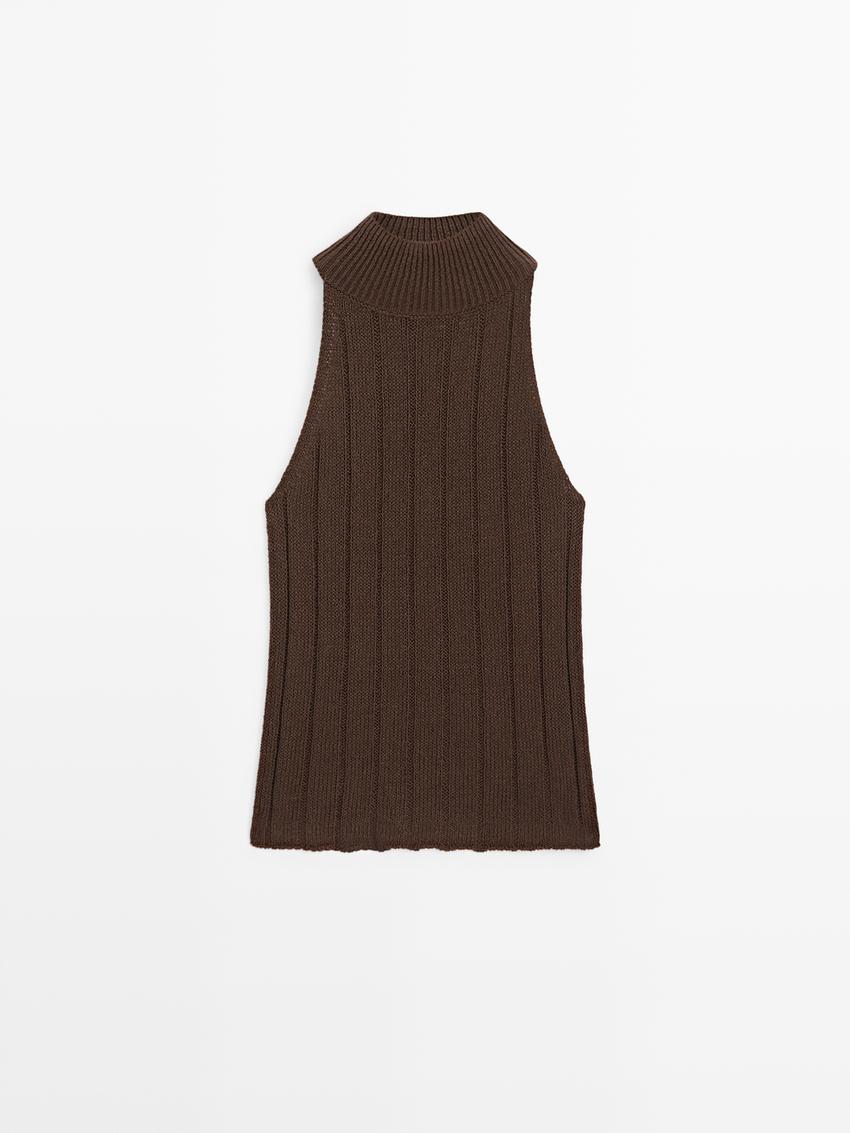 Top halter mezcla algodón · Chocolate · Tops Y Otras Prendas | Massimo ...
