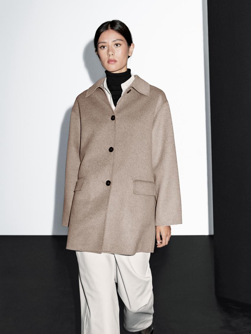 Medium wool blend coat · Camel · Coats And Jackets | Massimo Dutti
