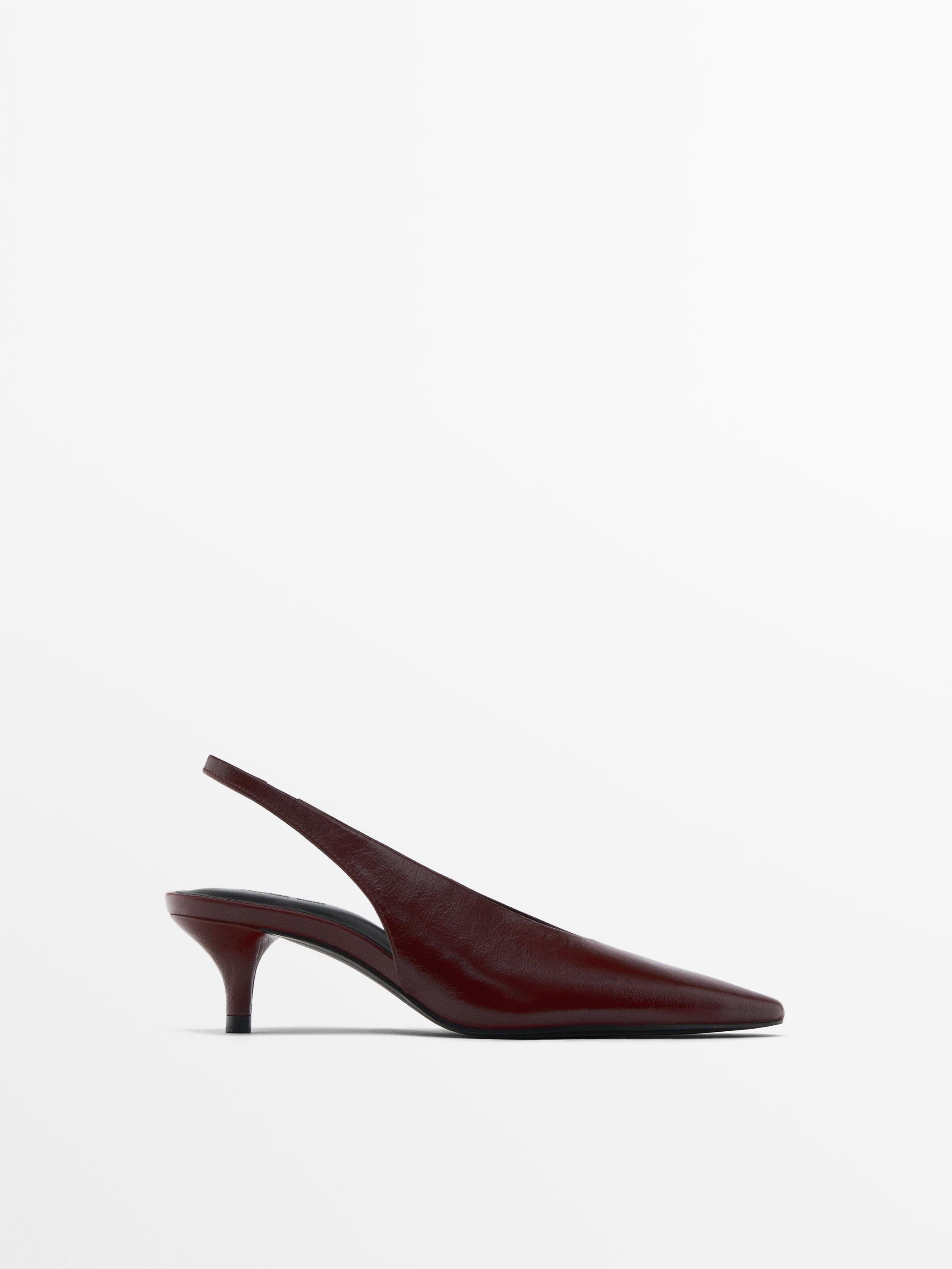 High-heel slingback shoes · Burgundy · Heel Shoes | Massimo Dutti